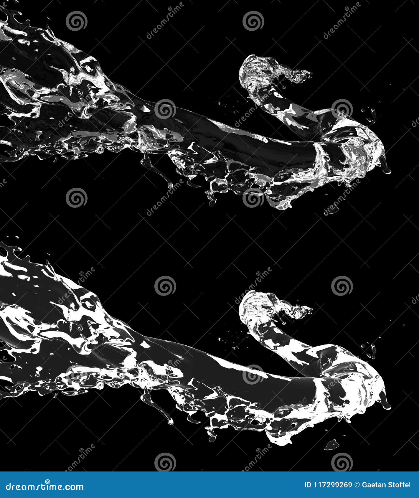 3D Illustration of a Water Flow with Alpha Stock Illustration ...