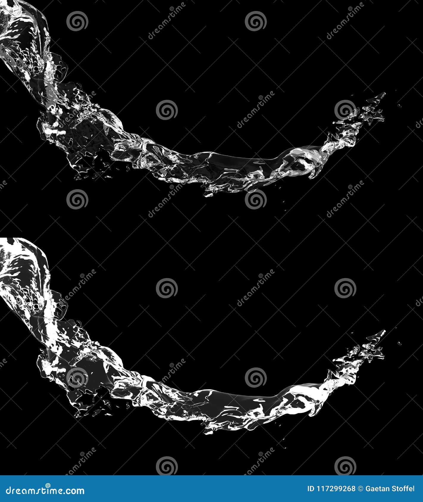 3D Illustration of a Water Flow with Alpha Stock Illustration ...