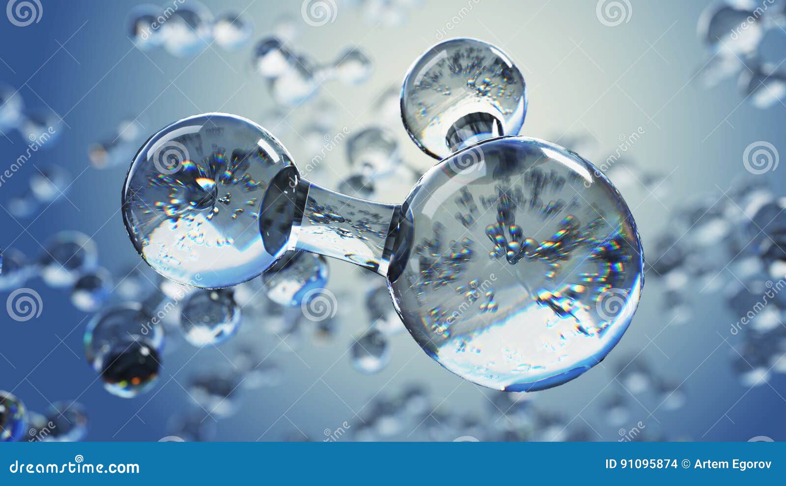 3d Illustration with Water Molecule. Abstract Molecule Microbiology or ...