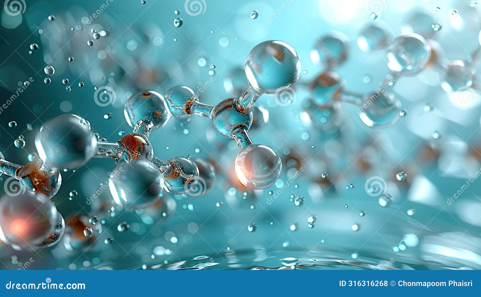 3D Illustration of a Water Molecule, H2O, with a Clipping Path Included ...