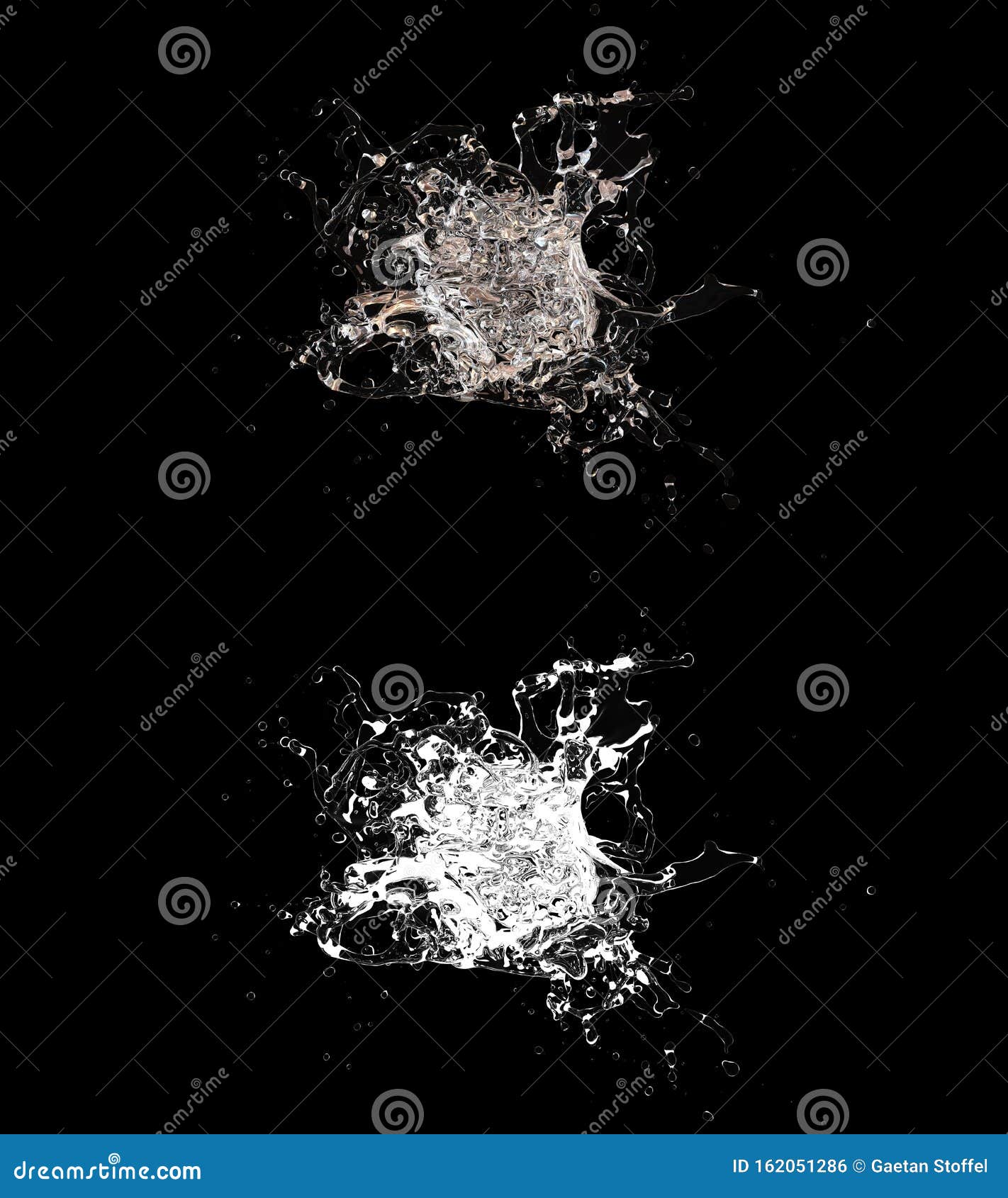 3D Illustration of a Water Splash with Alpha Layer Stock Illustration ...