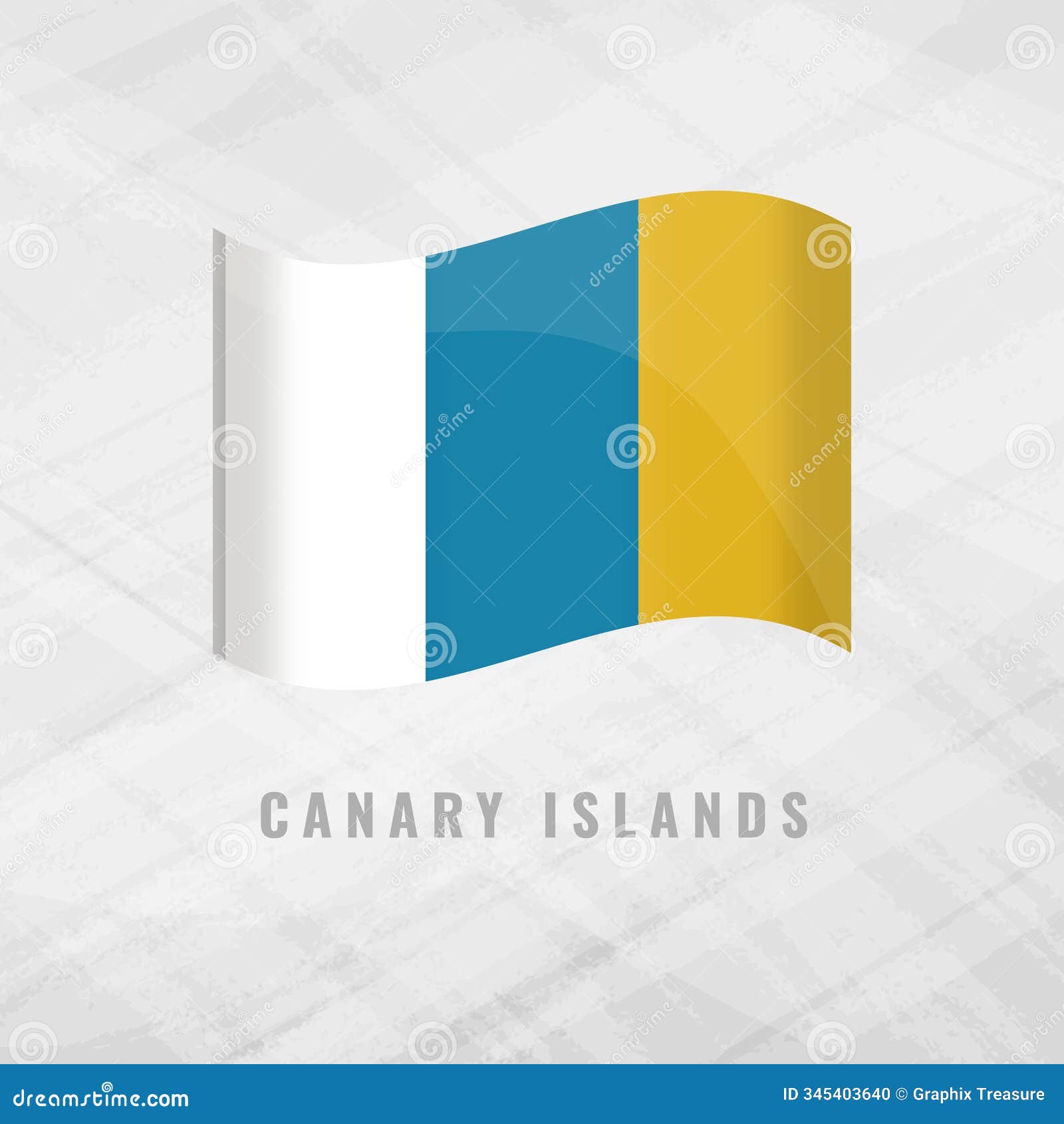 3d Illustration Waving Flag of Canary Islands. on Grey Background with ...