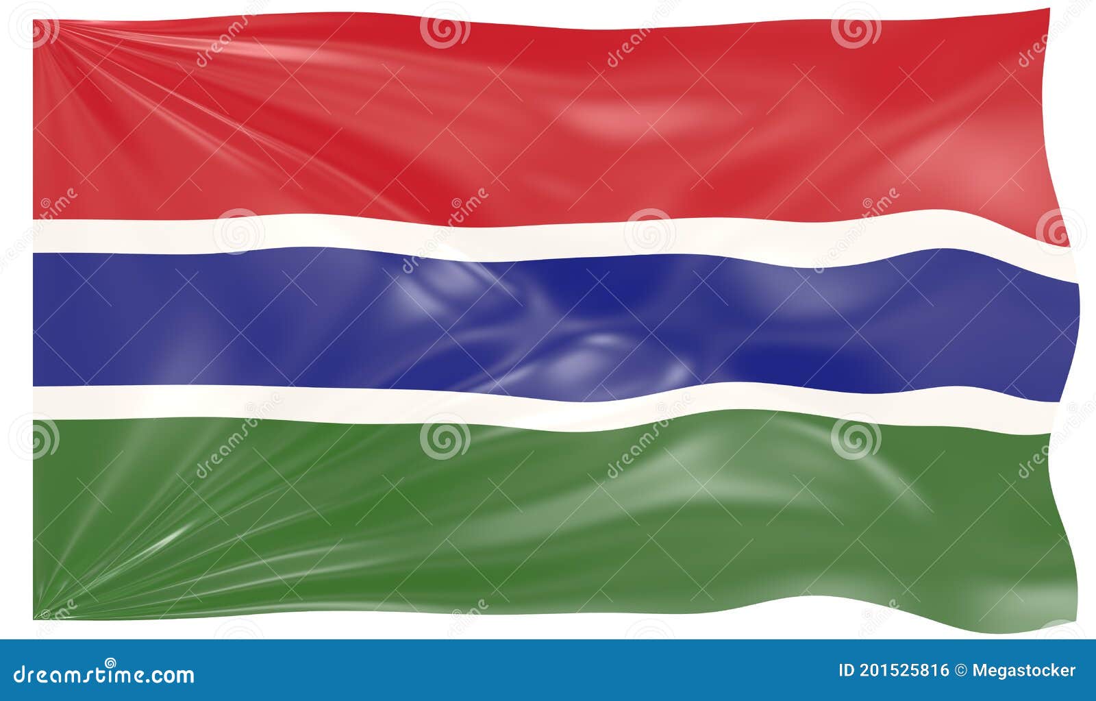 3d Illustration Of A Waving Flag Of Gambia Stock Illustration