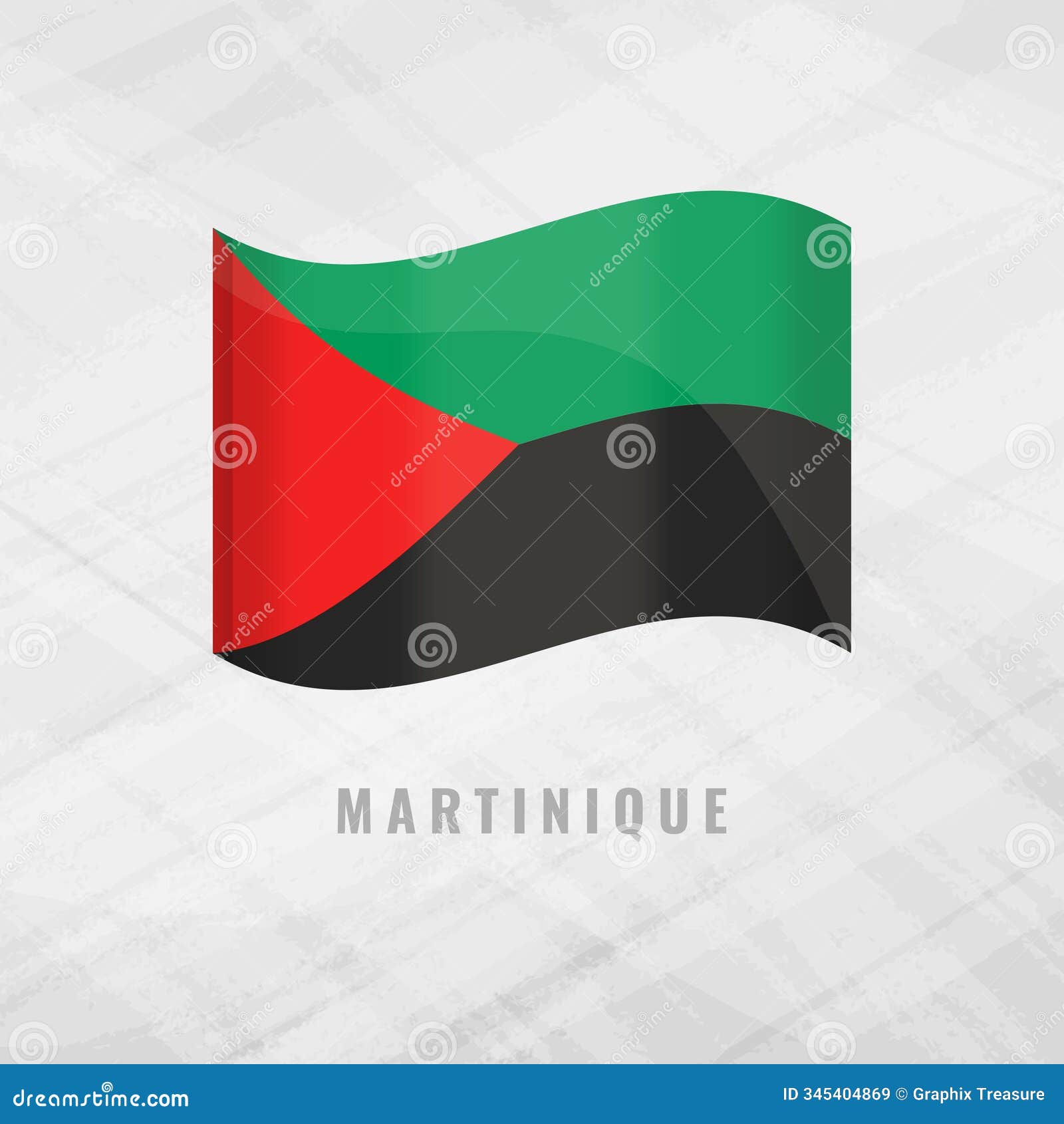 3d Illustration Waving Flag of Martinique. Vector Flag of Martinique on Grey Background Stock ...
