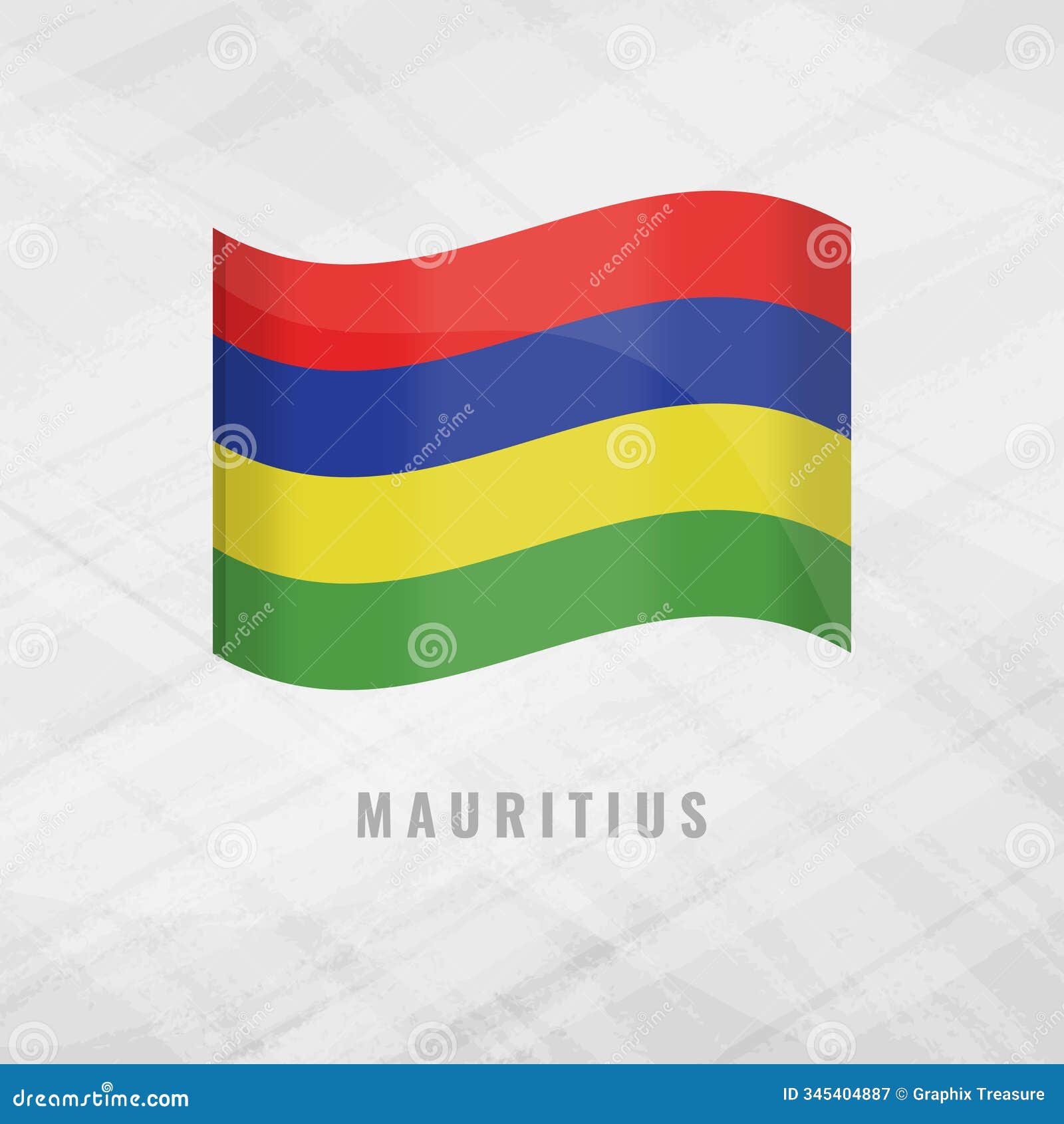3d Illustration Waving Flag of Mauritius. Vector Flag of Mauritius.on ...
