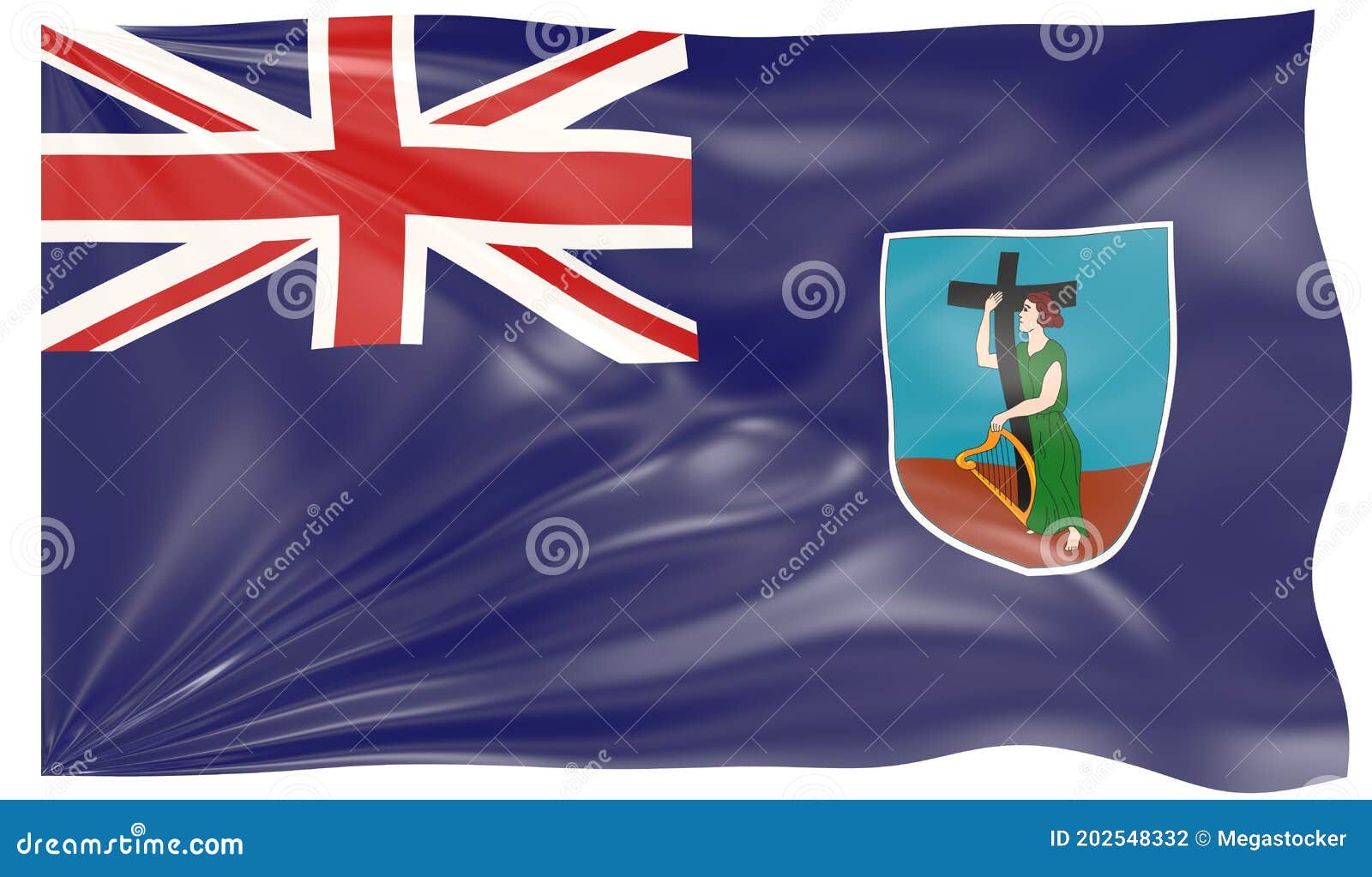 3d Illustration of a Waving Flag of Montserrat Stock Illustration ...