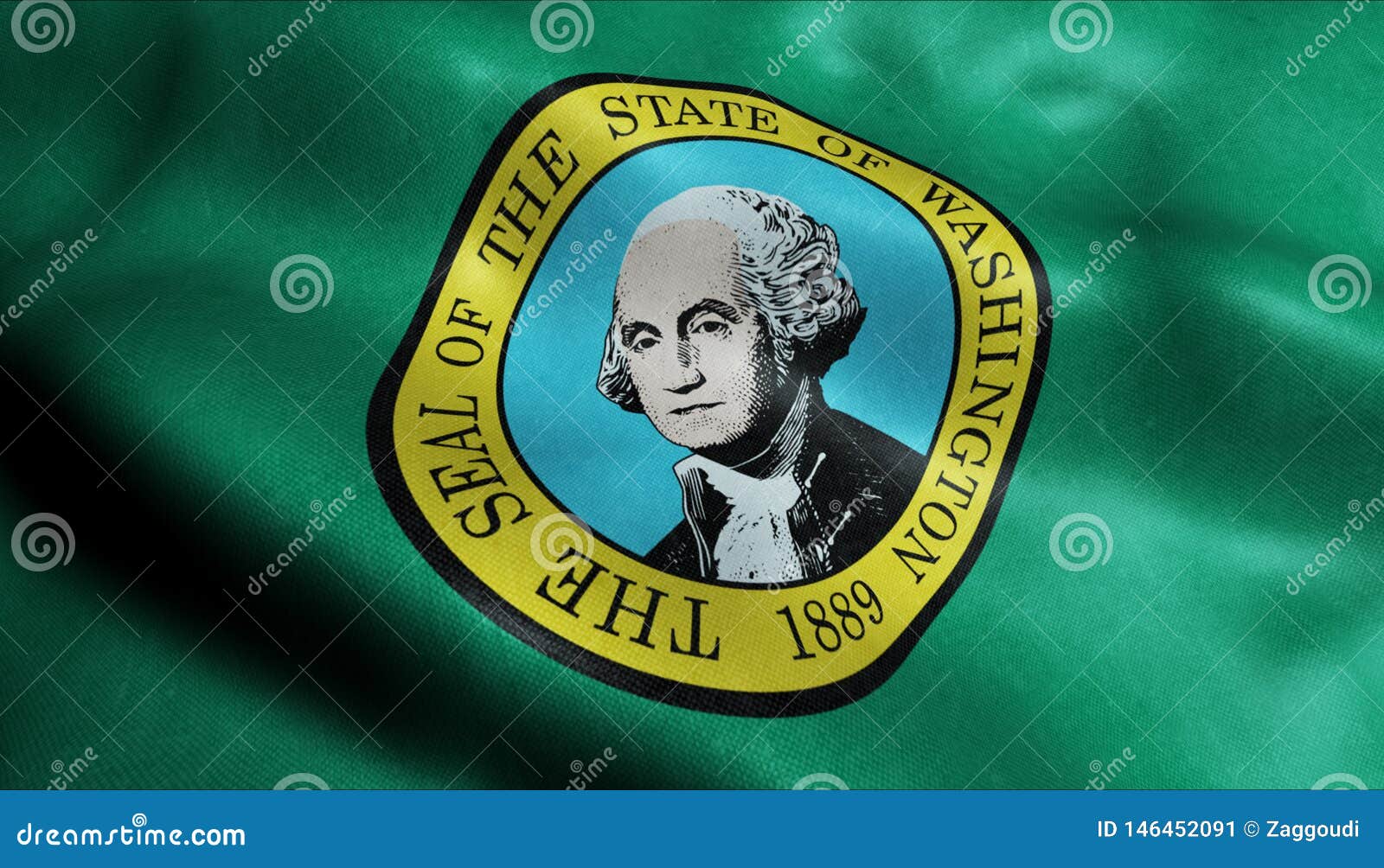 State of Washington Flag in 3D Stock Illustration - Illustration of ...