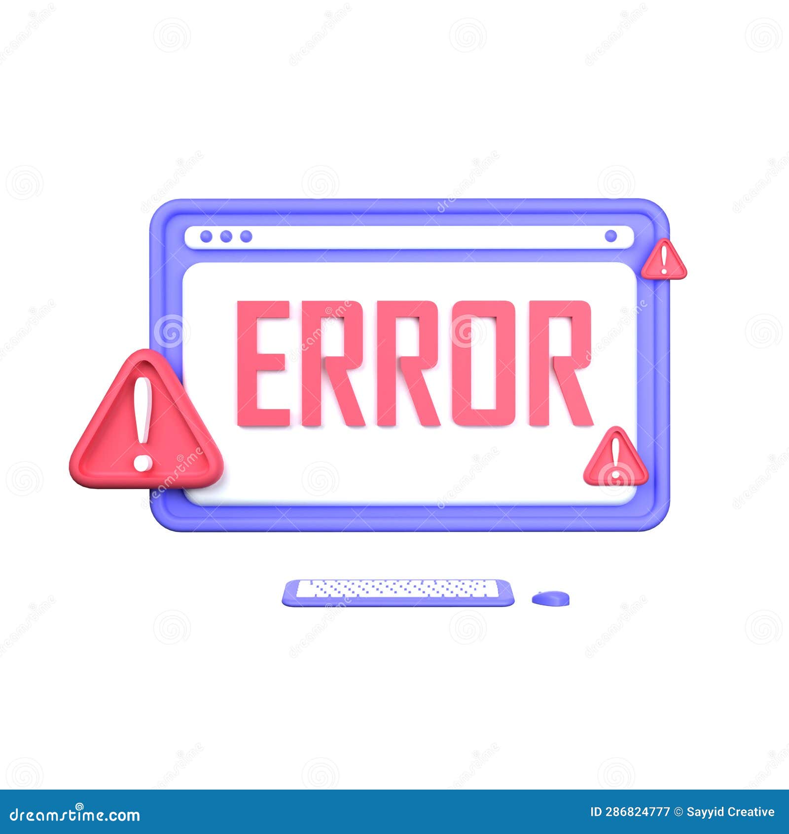 3d Illustration Website Error on Computer Object Stock Illustration ...