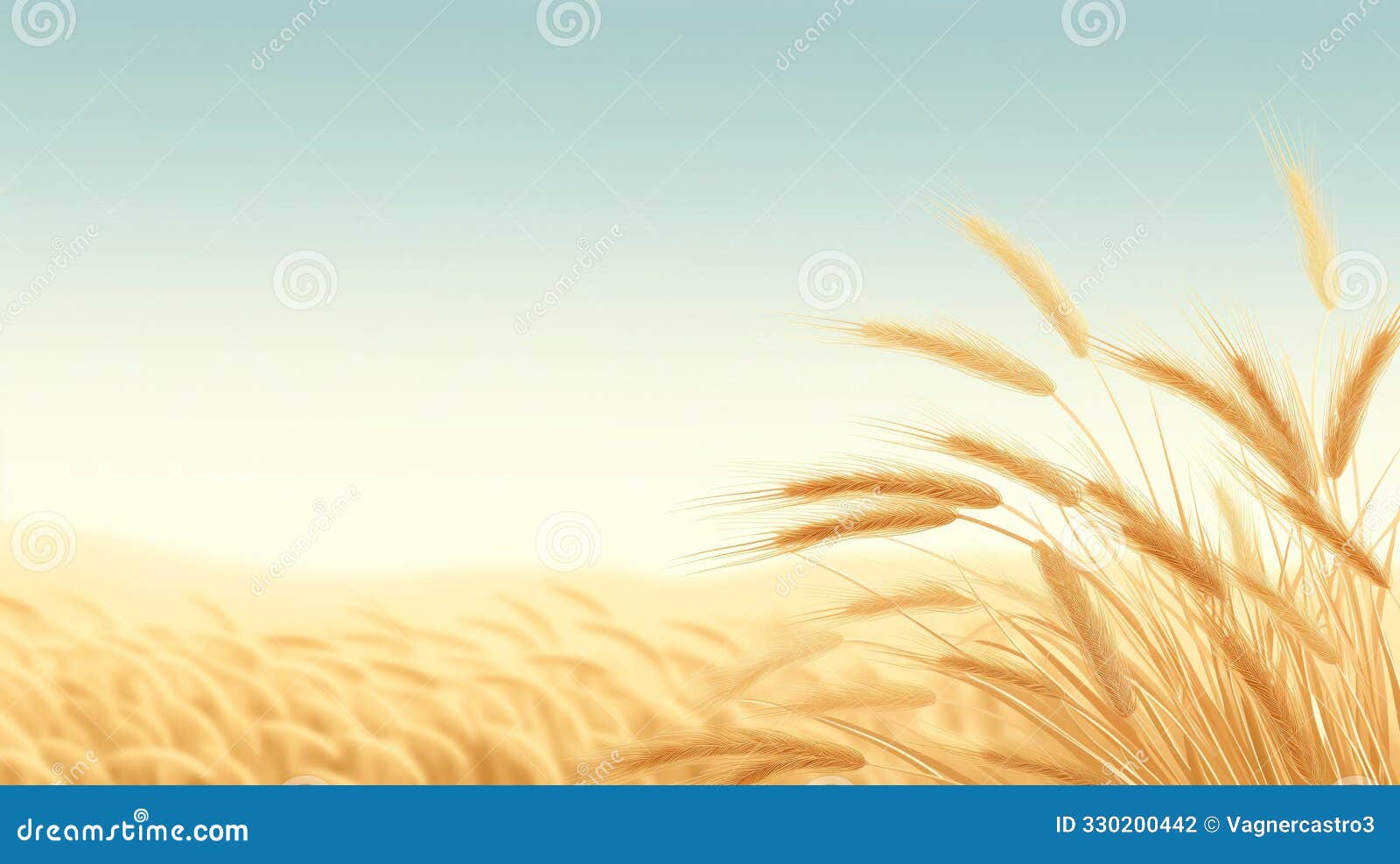 2D Illustration of a Wheat Field Under Gentle Breeze of Wind with Basic ...