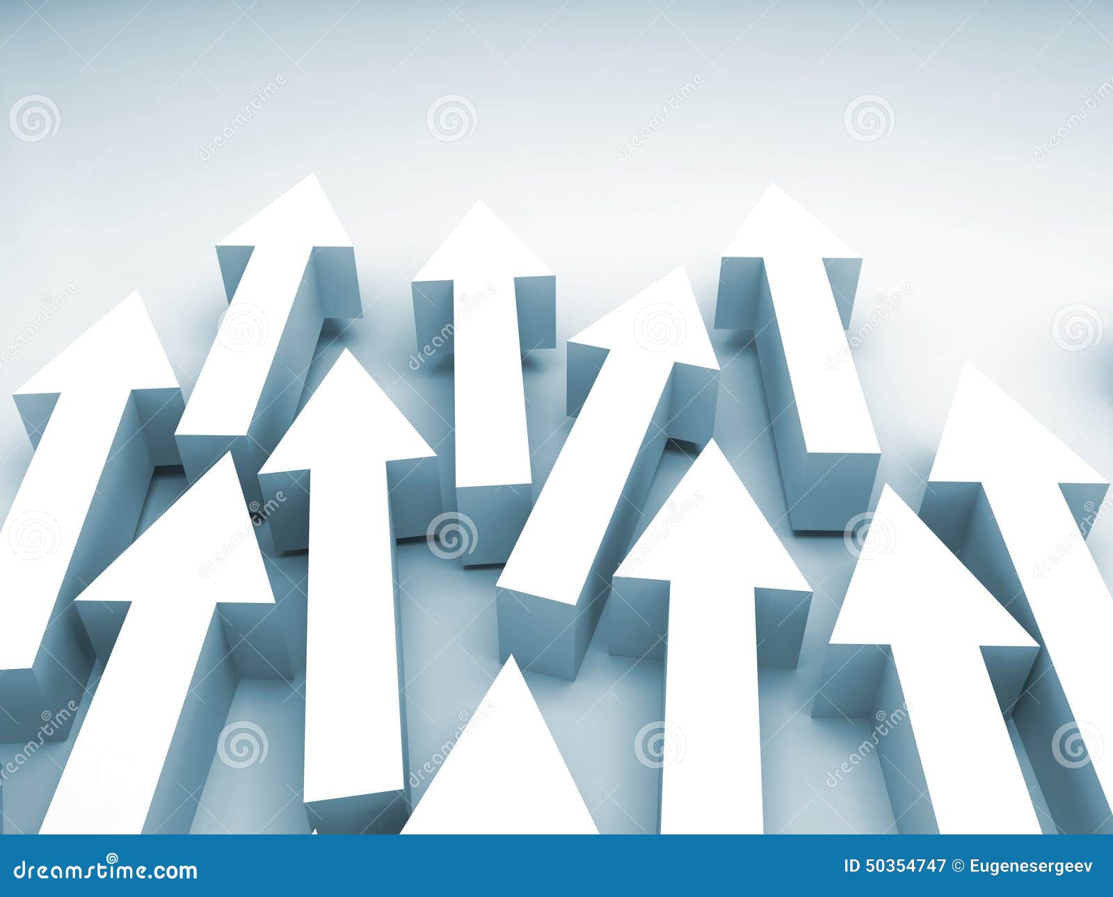 3d Illustration with White Arrows and Blue Shadows Stock Illustration ...