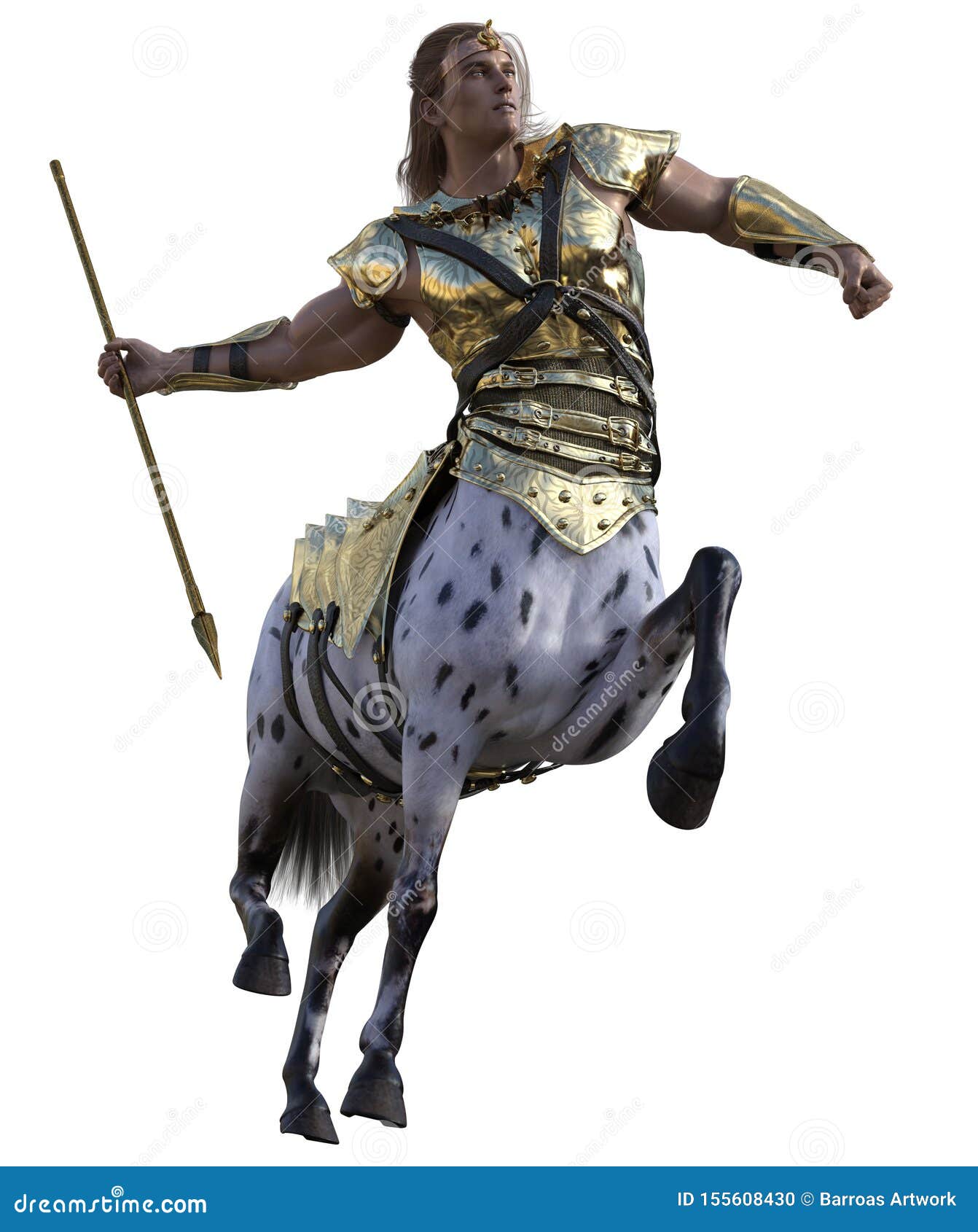 3D Illustration of White Breed Centaur with Spear and Armor Stock ...