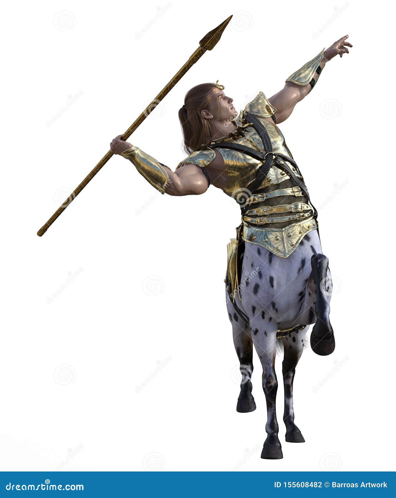 3D Illustration of White Breed Centaur with Spear and Armor Stock ...