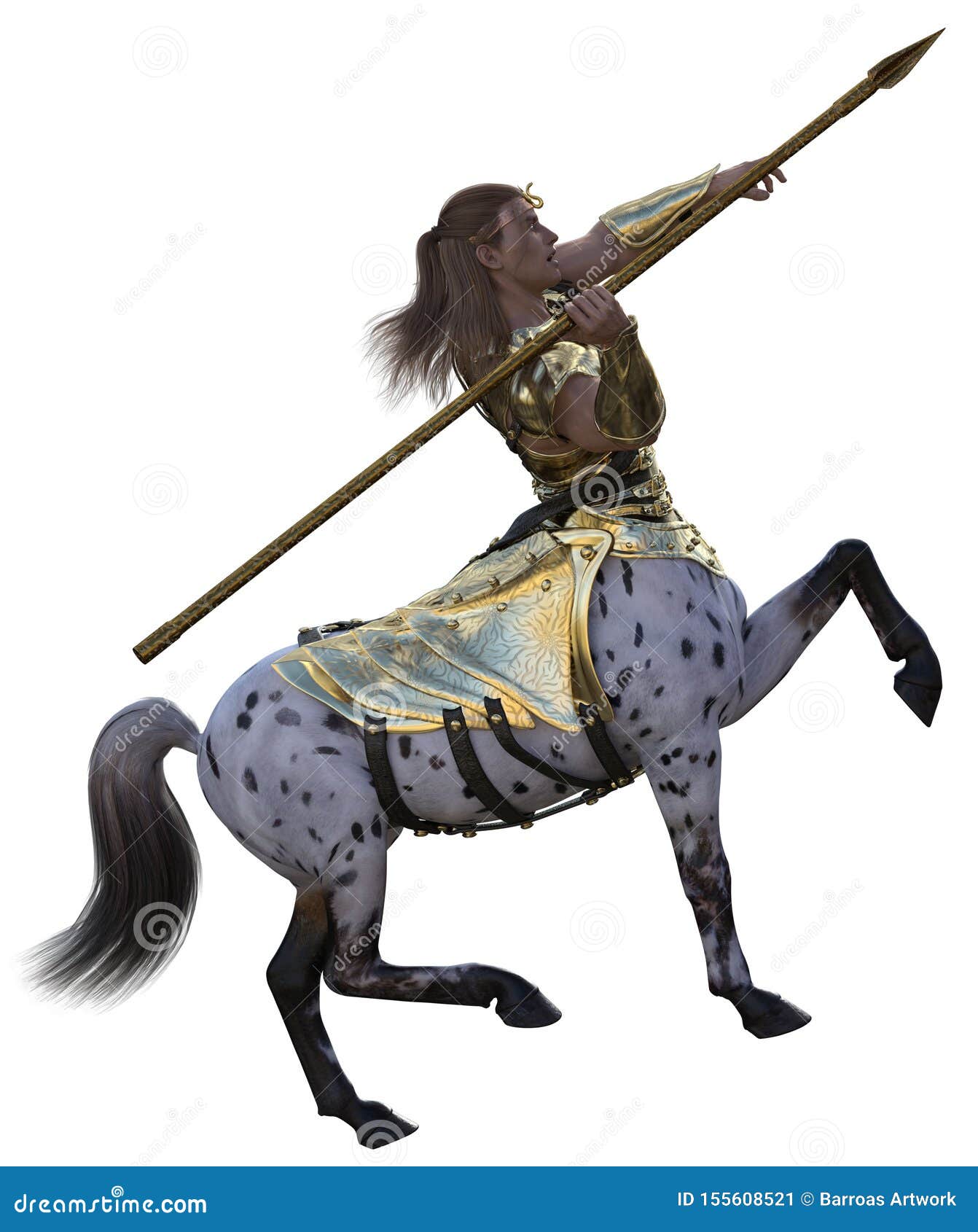 3D Illustration of White Breed Centaur with Spear and Armor Stock ...
