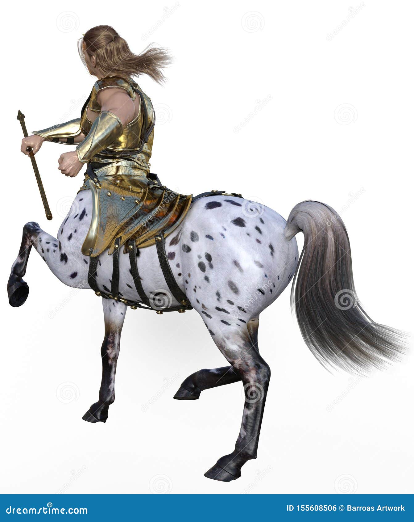 3D Illustration of White Breed Centaur with Spear and Armor Stock ...