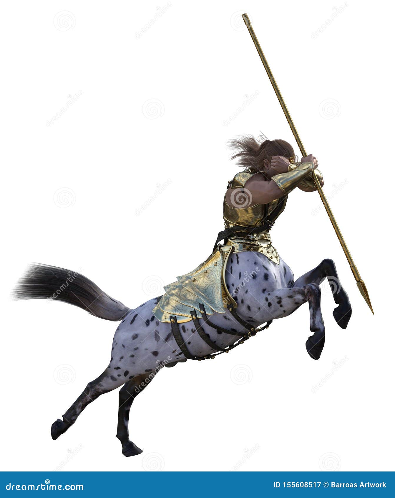 3D Illustration of White Breed Centaur with Spear and Armor Stock ...