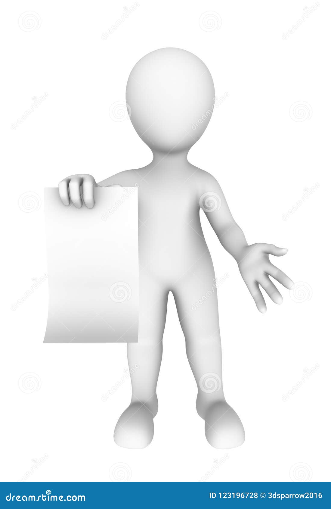 3d Illustration. 3d Abstract Human with Empty Poster Stock Illustration ...