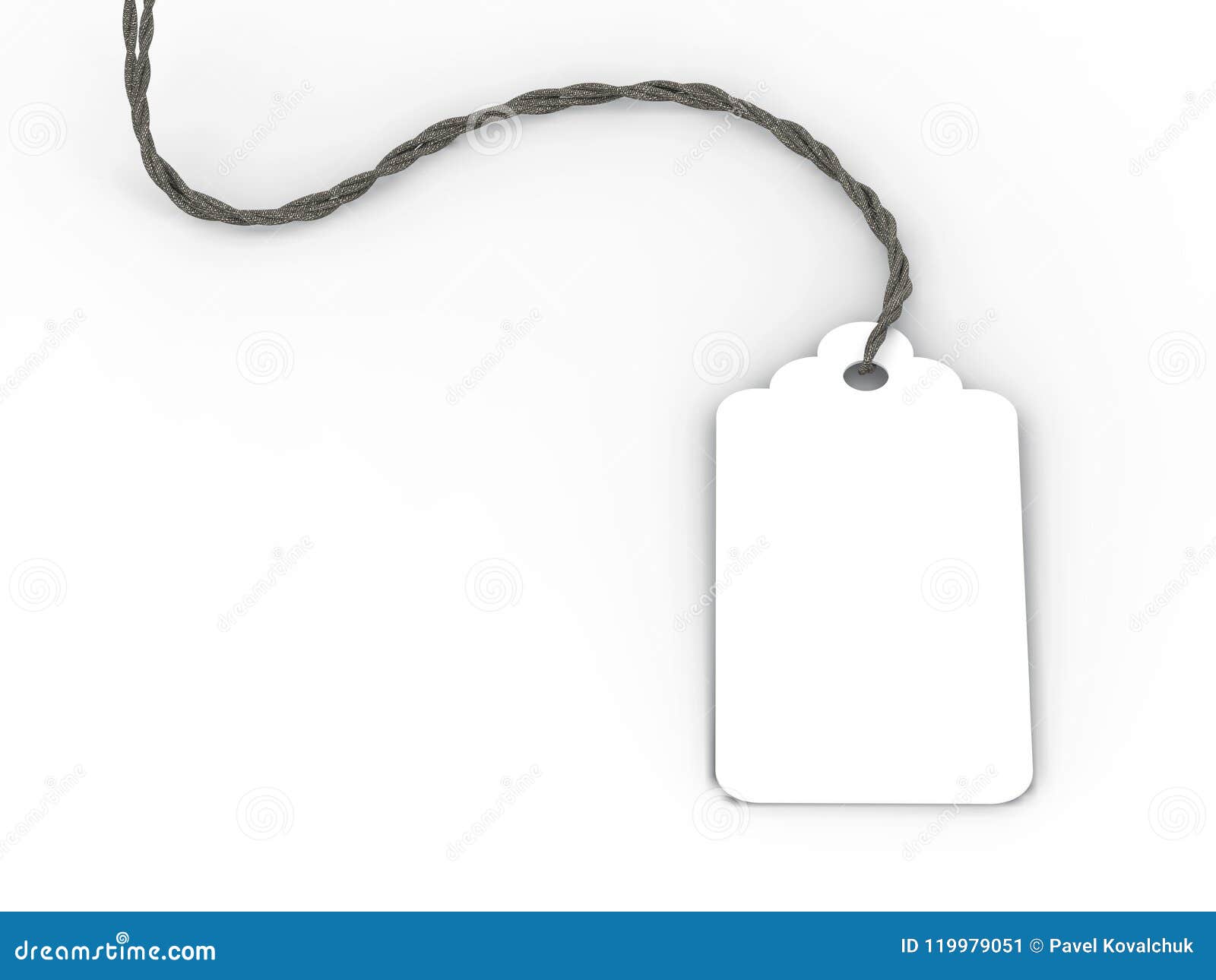 3D Illustration White Paper Rope Tag Label Stock Illustration ...