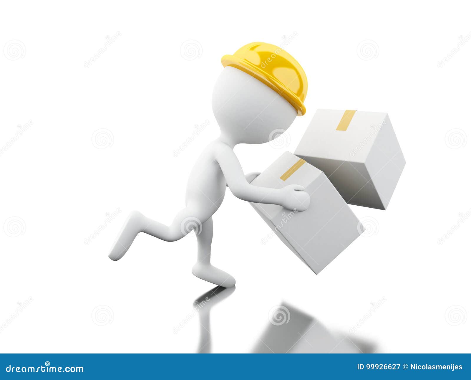 3d White People Falling with Boxes Stock Illustration - Illustration of ...