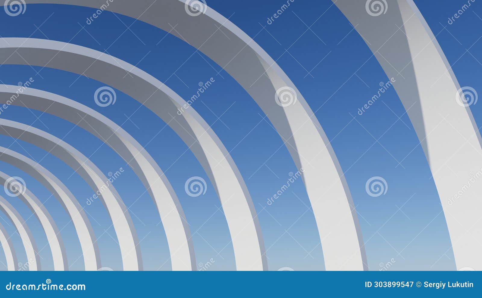 3D Illustration of White Round Arch Passage in Day Light with Sun ...