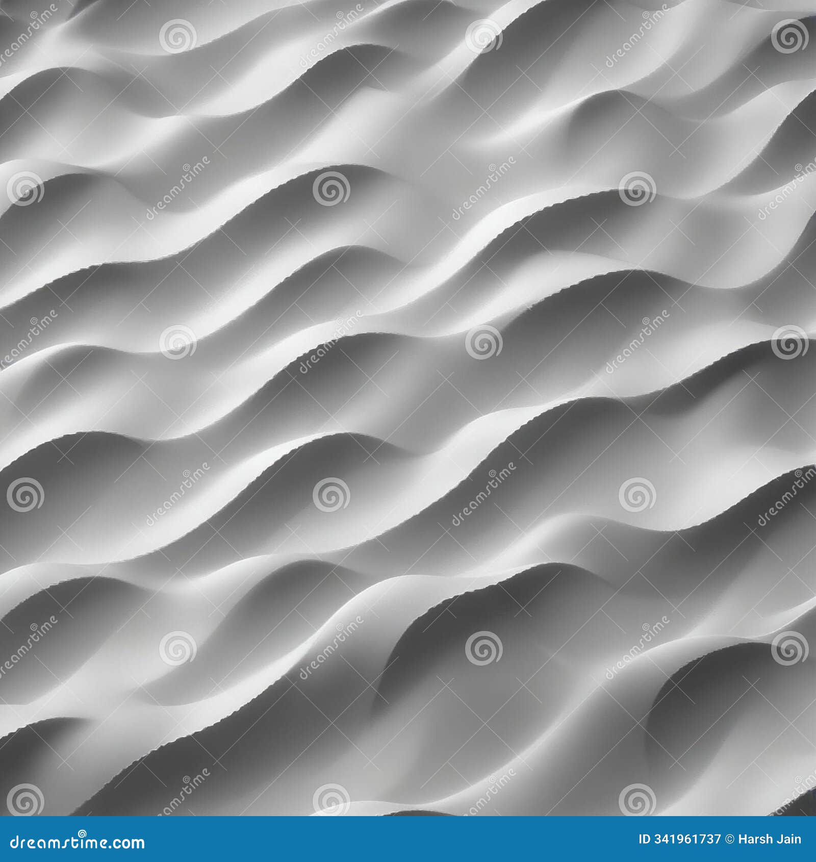 3D Illustration of White Seamless Wave Pattern with Light and Shadow ...