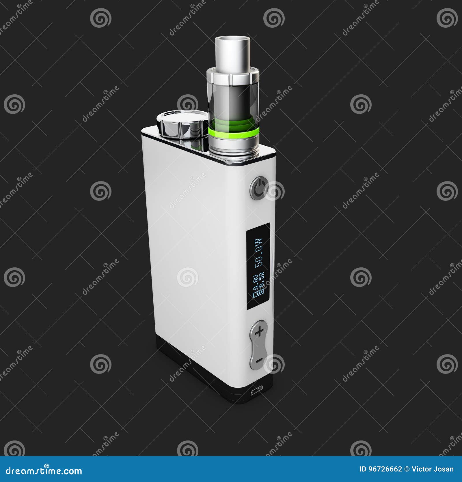 3d Illustration of White Vape Pen. Electronic Cigarette, Isolated Black ...