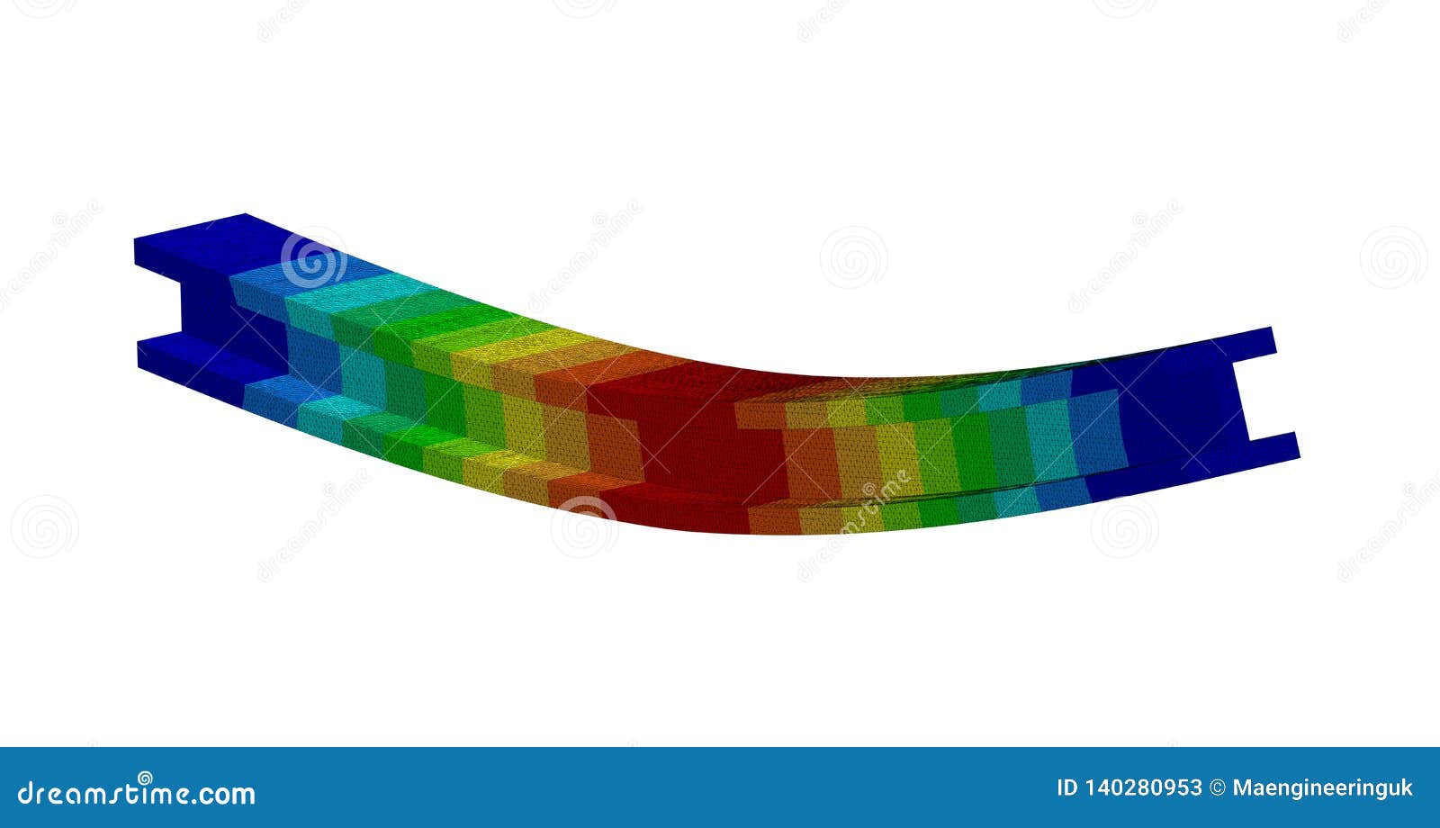 3D Illustration. Isometric View of a Deflection Plot of an I Beam in ...