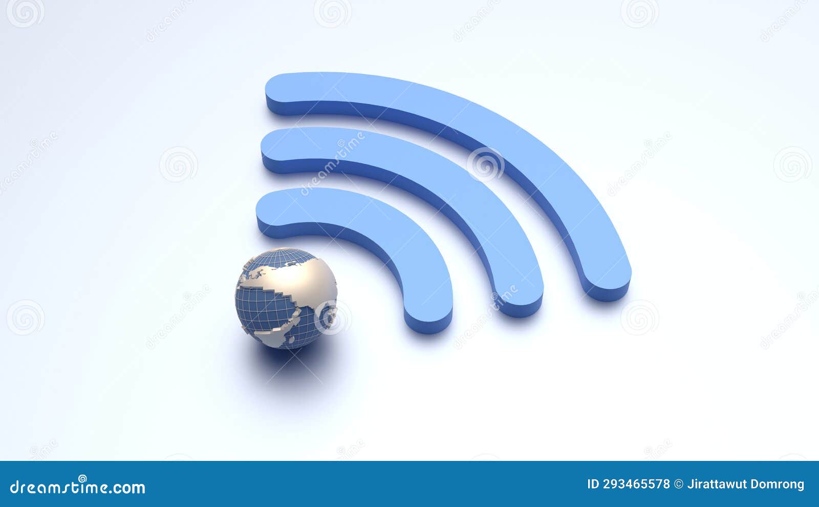 3d illustration. Wifi logo stock illustration. Illustration of planet ...