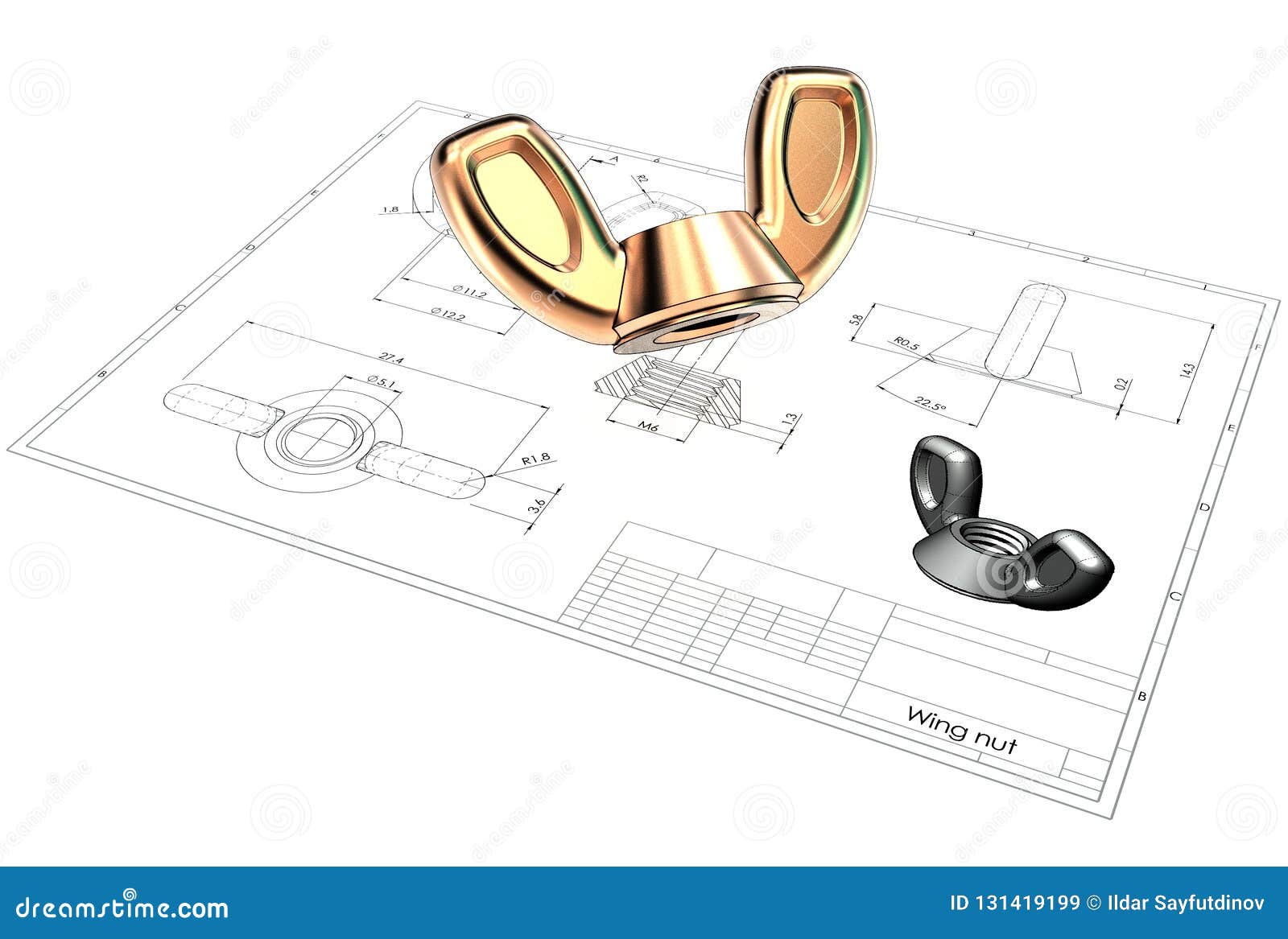 3d Illustration of Wing Nut Stock Illustration - Illustration of object ...