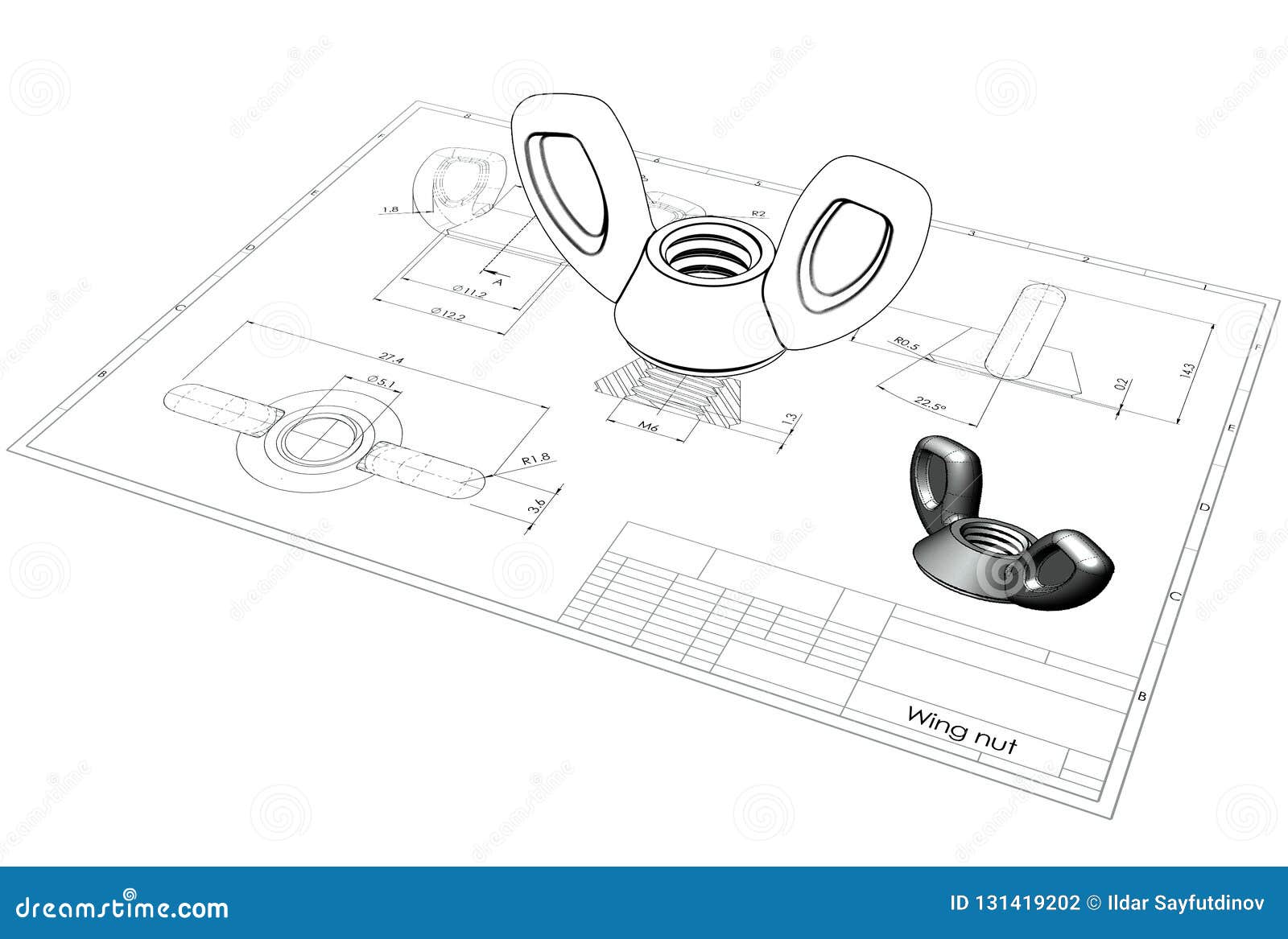 3d Illustration of Wing Nut Stock Illustration - Illustration of ...