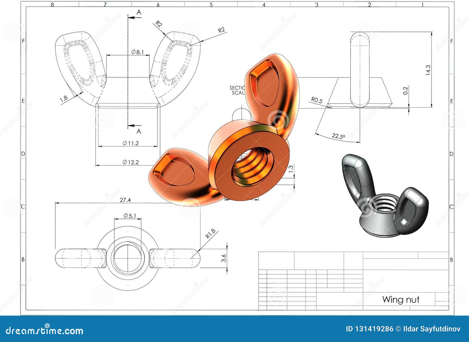 3d Illustration of Wing Nut Stock Illustration - Illustration of ...