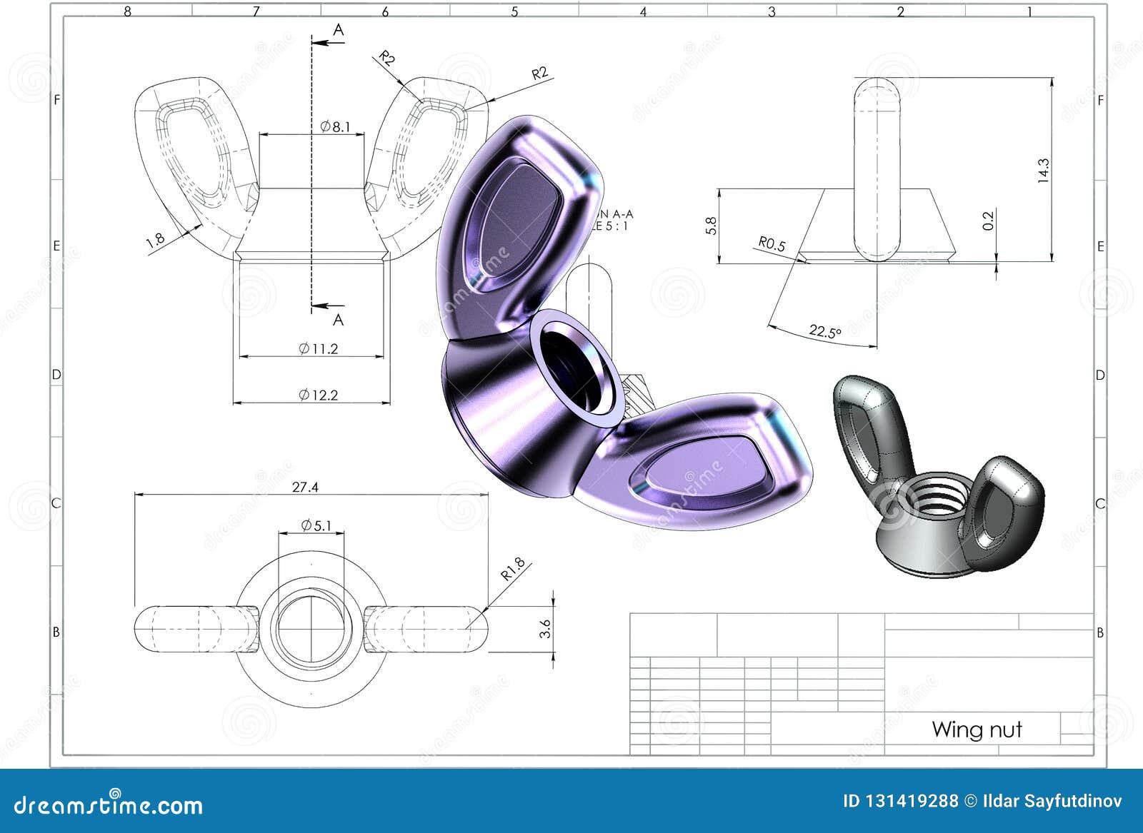3d Illustration of Wing Nut Stock Illustration - Illustration of ...