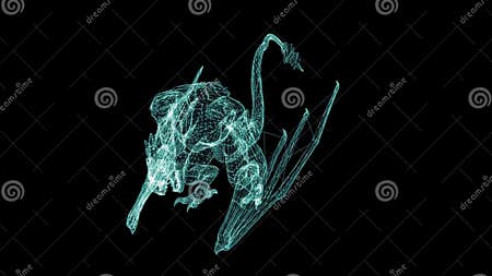 Wire Frame Dragon Walking on Black Screen Stock Illustration ...