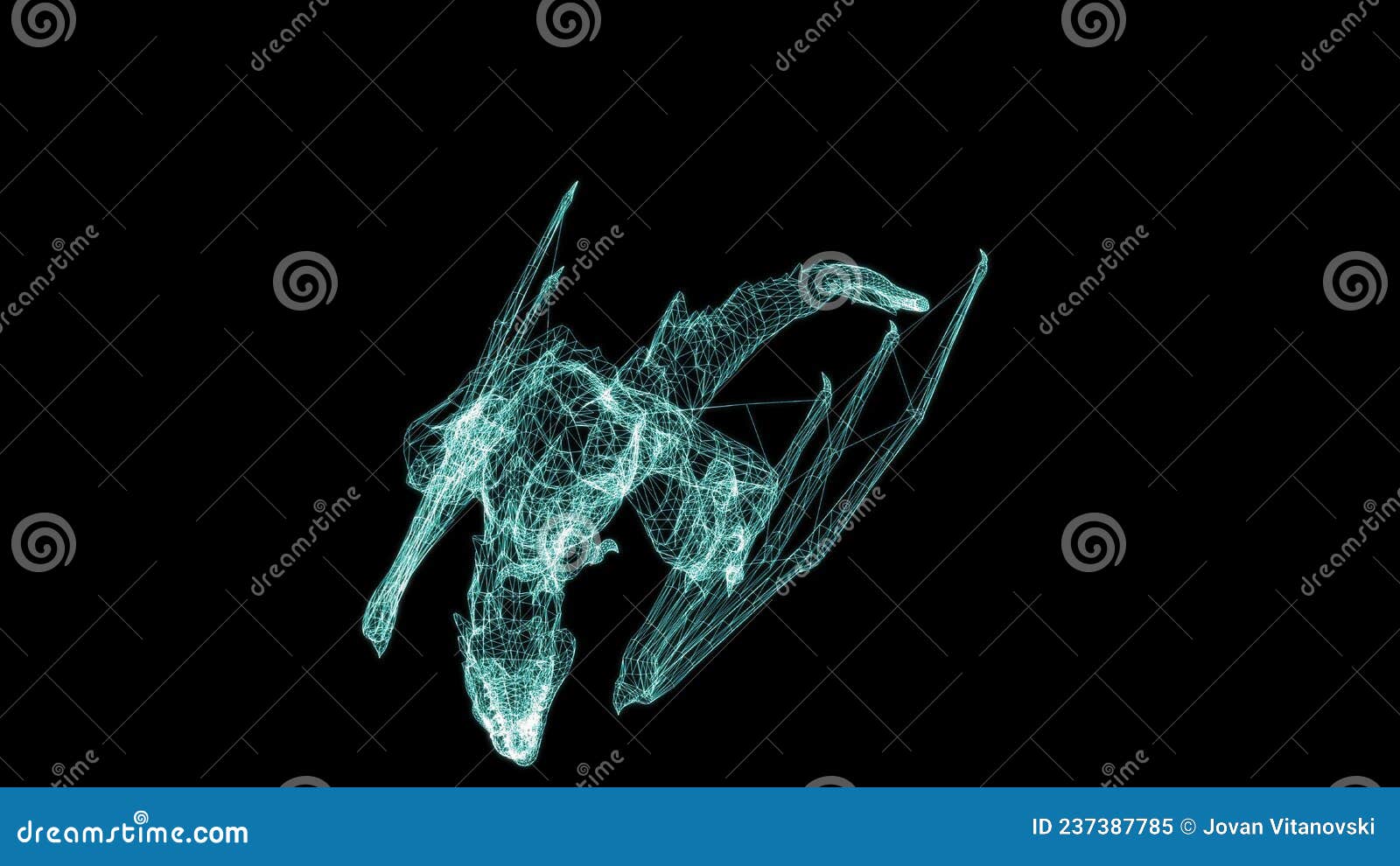 Wire Frame Dragon Walking on Black Screen Stock Illustration ...