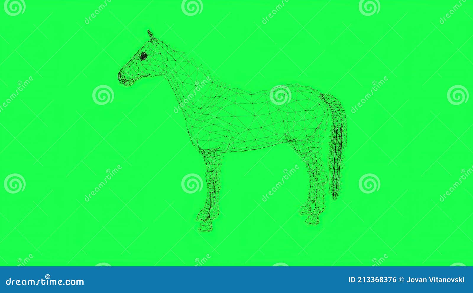 Wire Frame Isolated Horse on Green Screen Stock Illustration ...