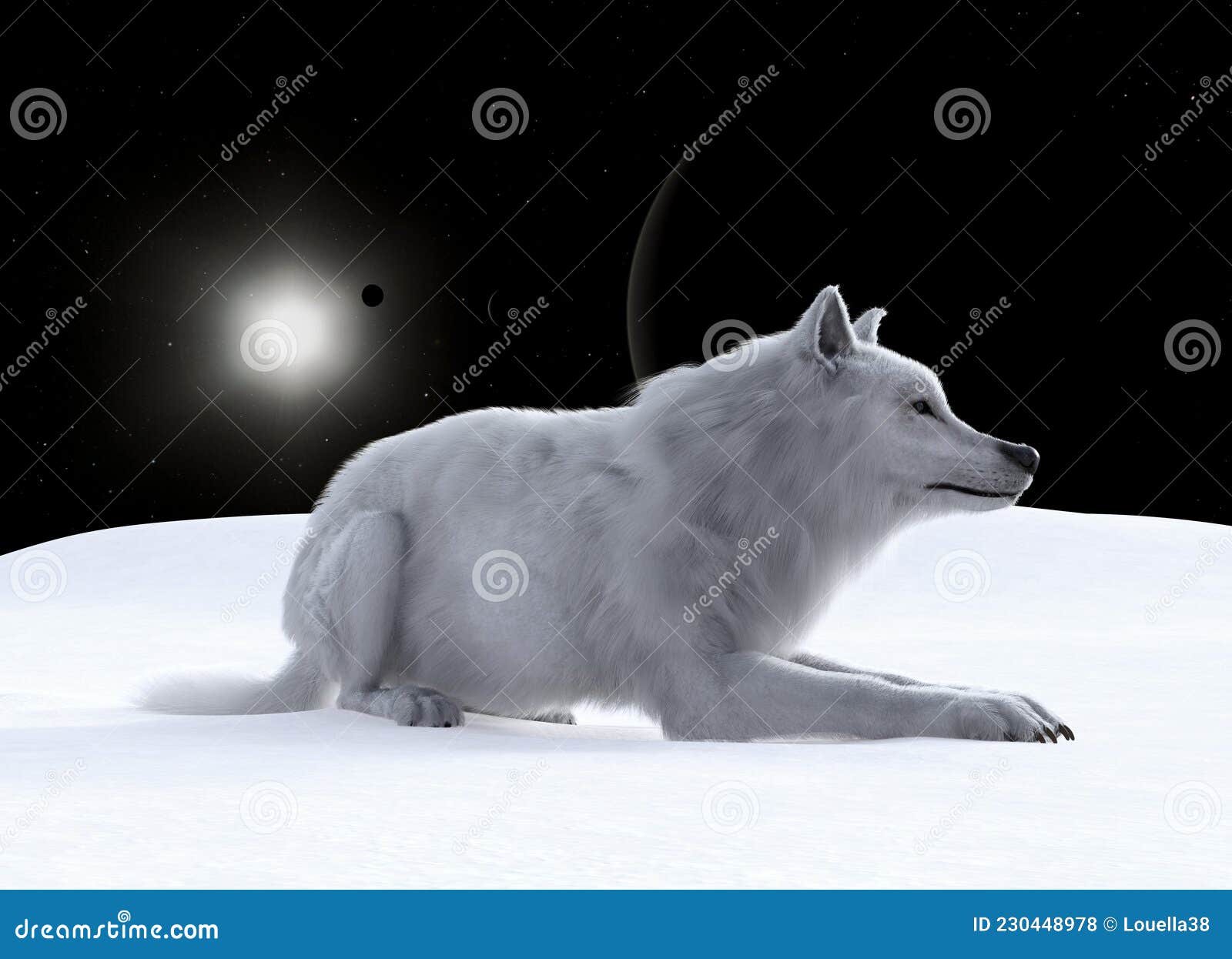 Alien Wolf Emerges From Dark Forest And Opens His Mouth. Royalty-Free ...