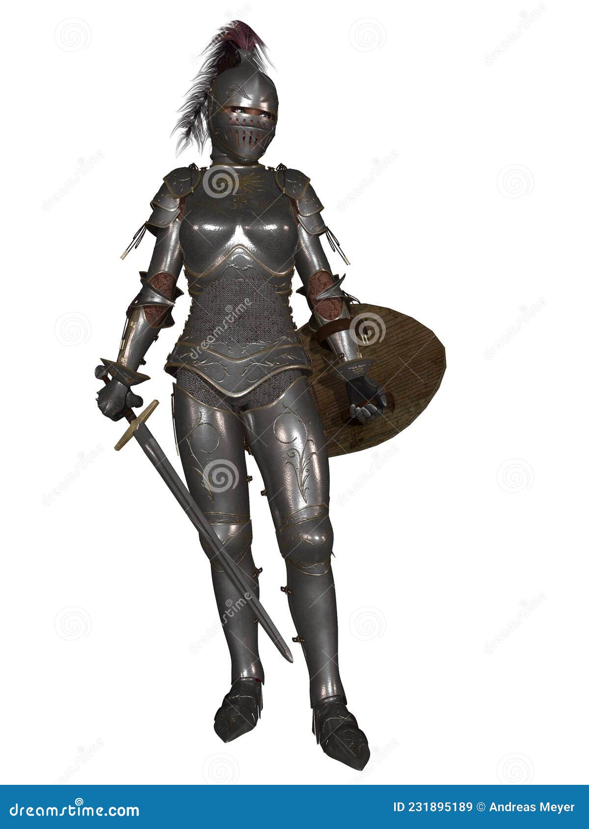 Woman in historical armor stock illustration. Illustration of mediaeval ...