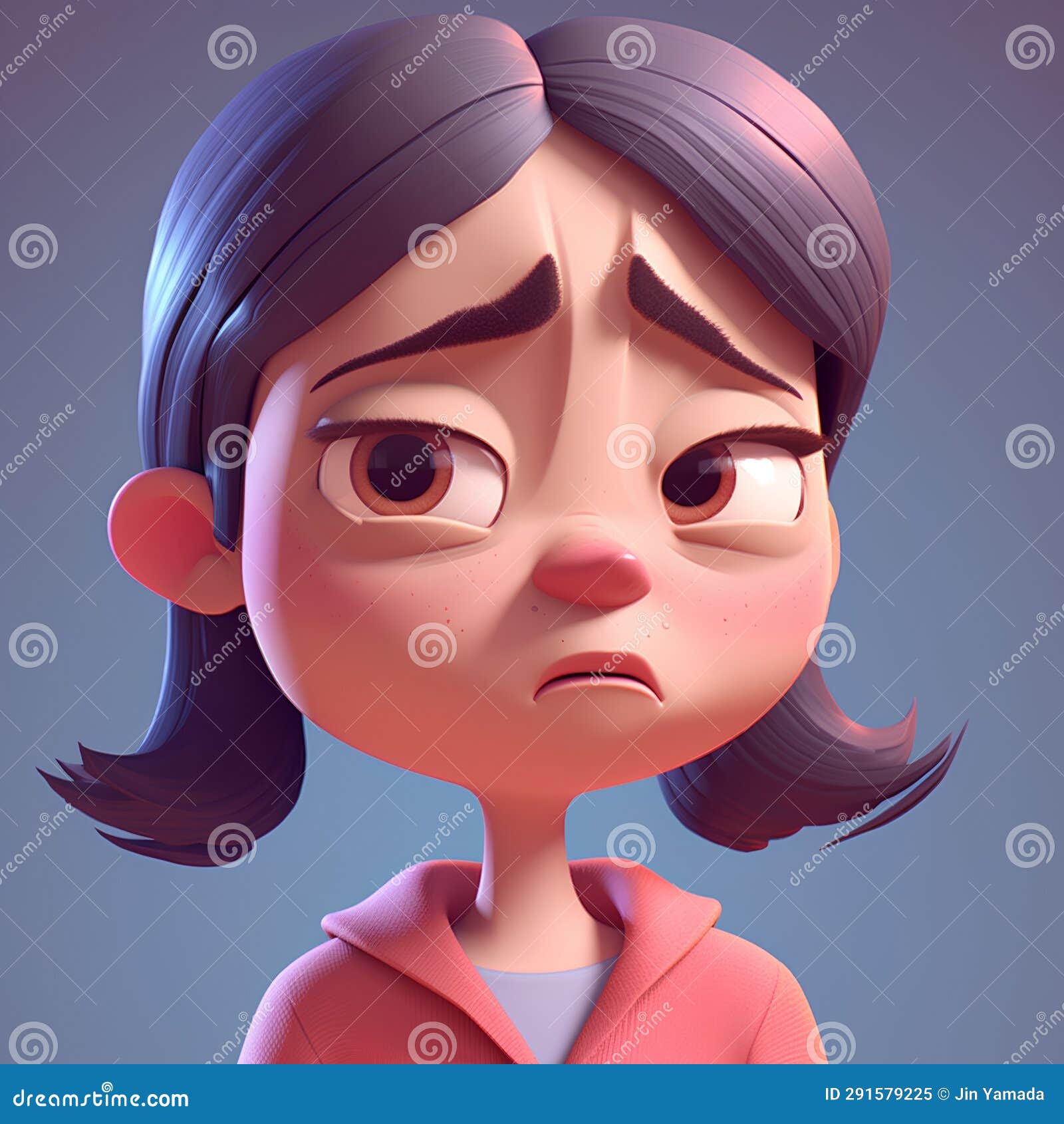 3d Illustration of a Woman with a Sad Expression on Her Face Stock ...