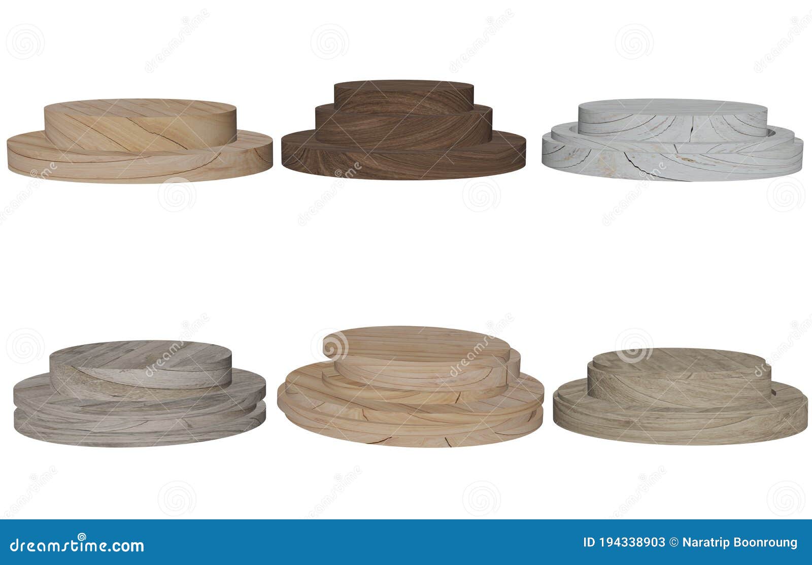 3D Illustration, Wooden Trophy Base, Round Pallet Base with Different ...