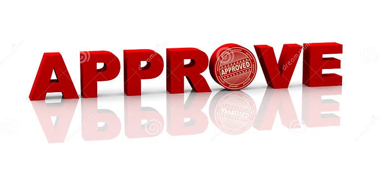 3d Word Approve with Rubber Stamp Stock Illustration - Illustration of ...