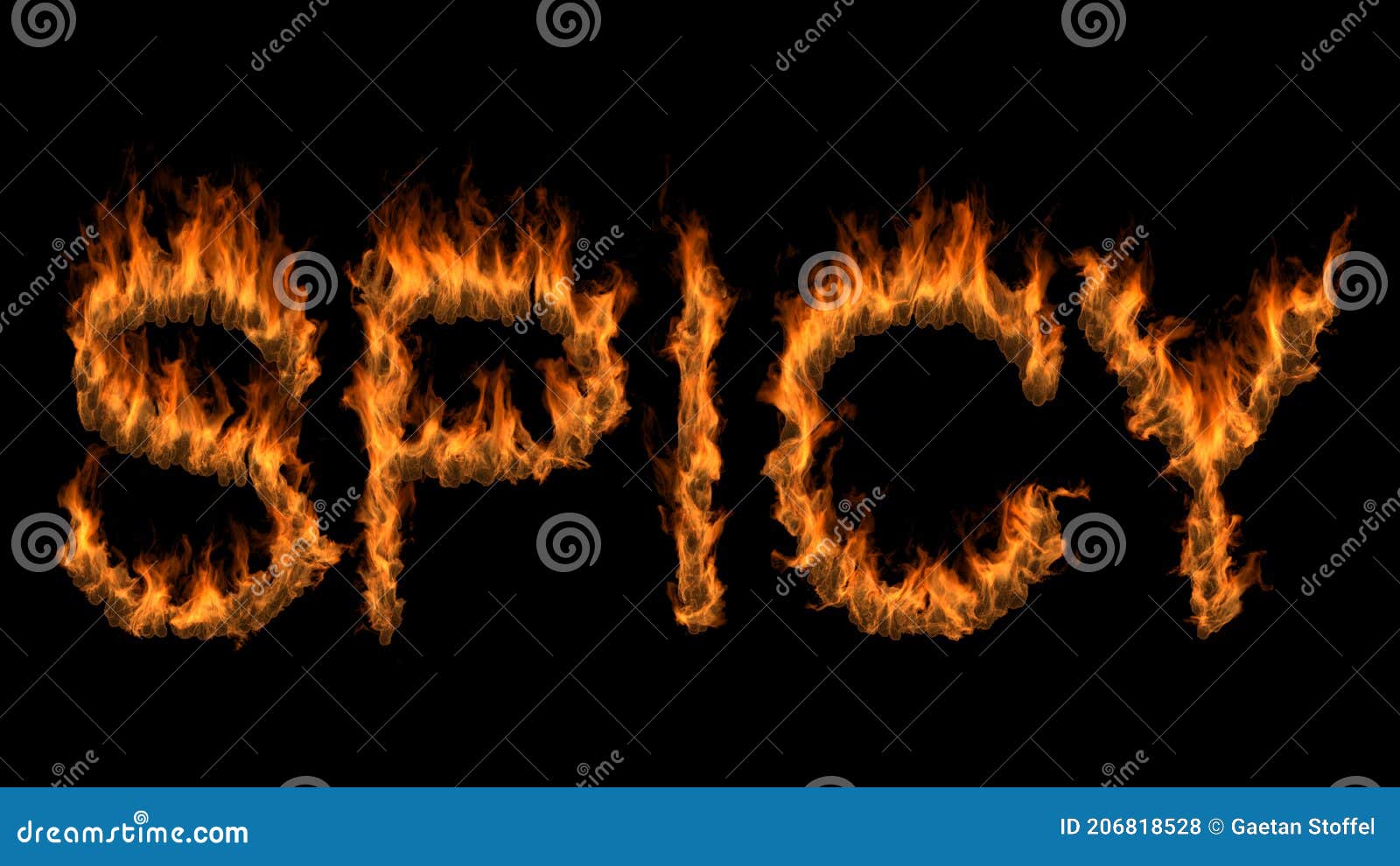 3D Illustration of Word Spicy Text on Fire with Alpha Layer Stock ...