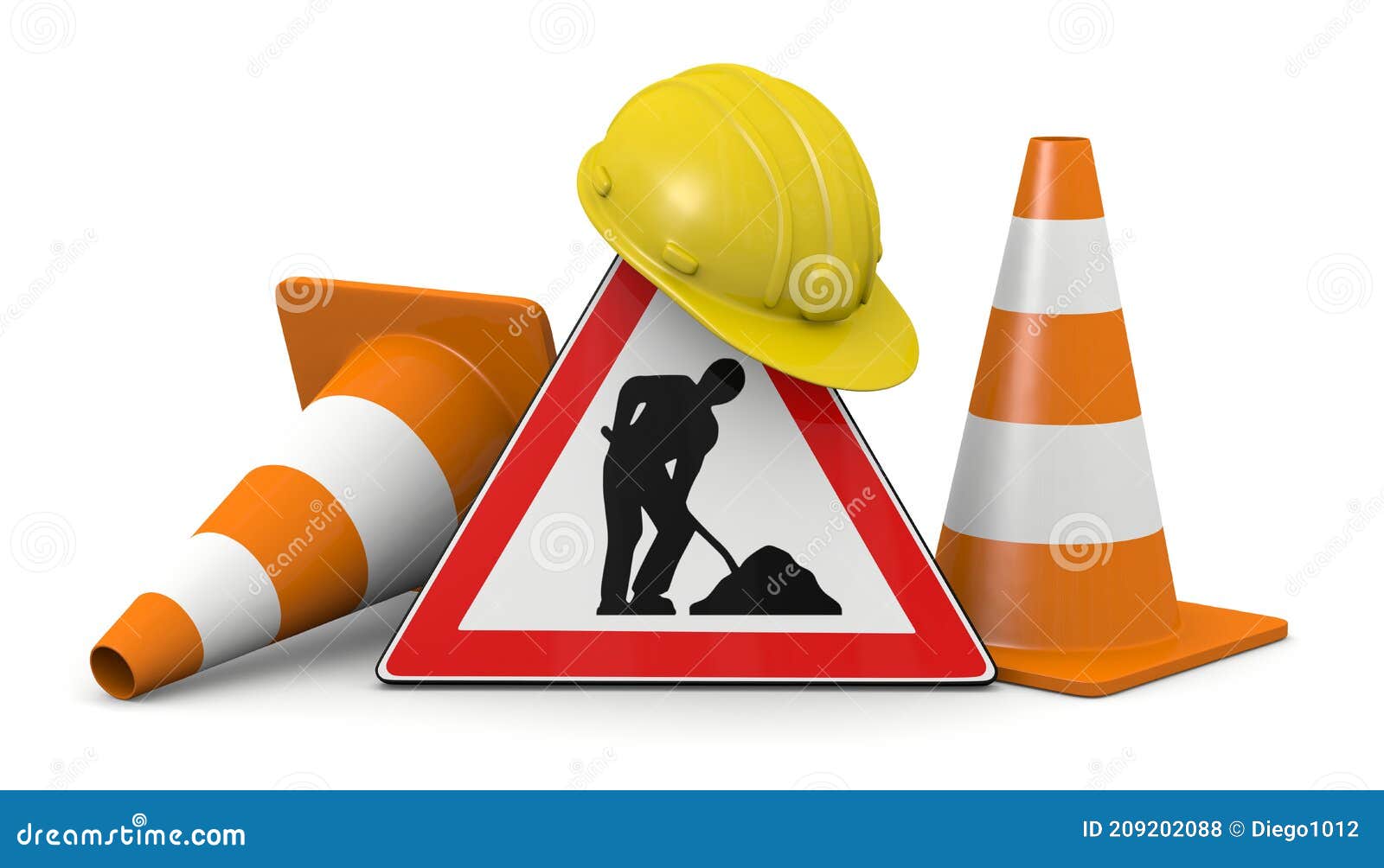 3d Illustration Work in Progress Sign Stock Illustration - Illustration ...