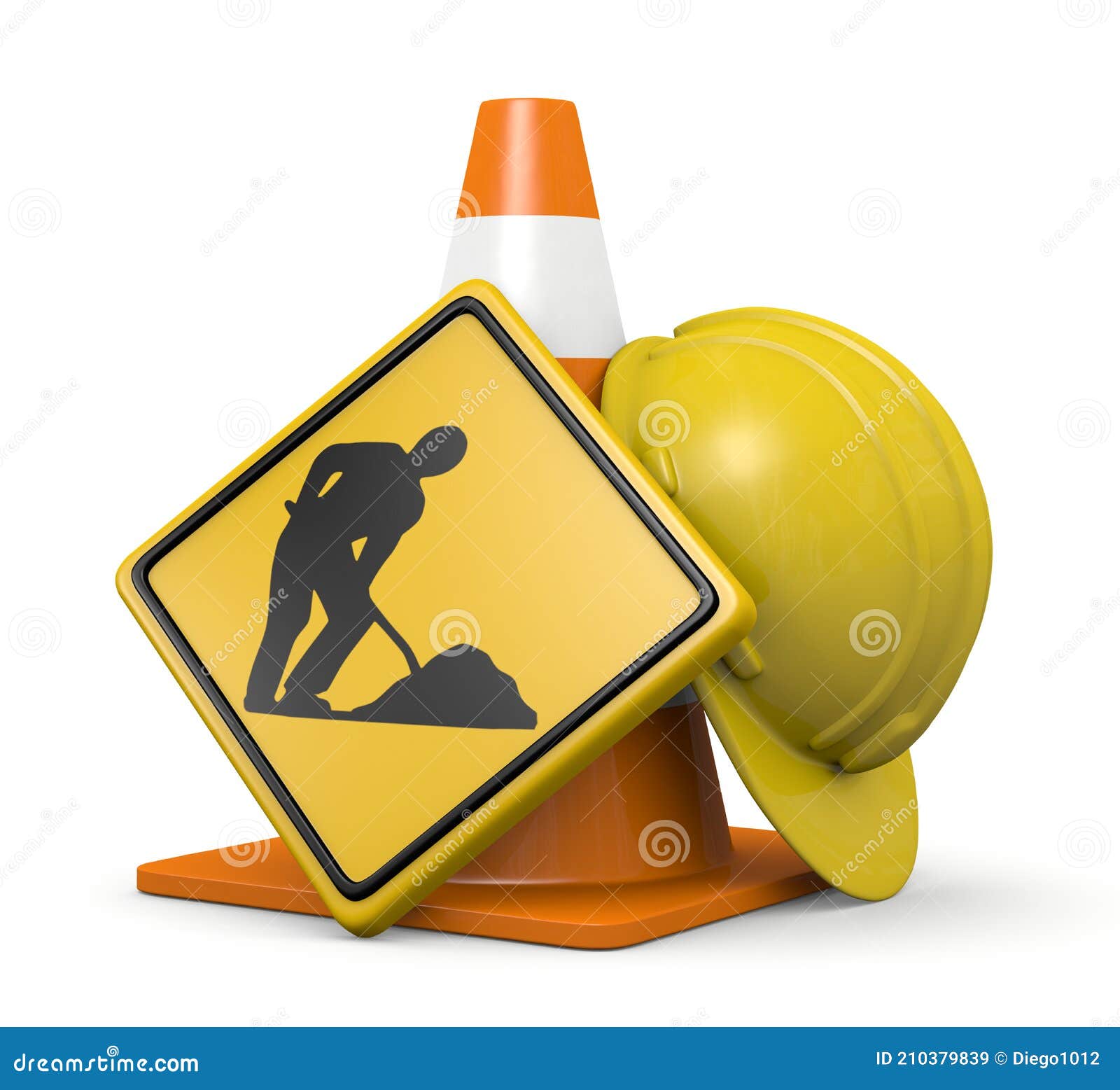 3d Illustration Work in Progress Traffic Cone Stock Illustration ...