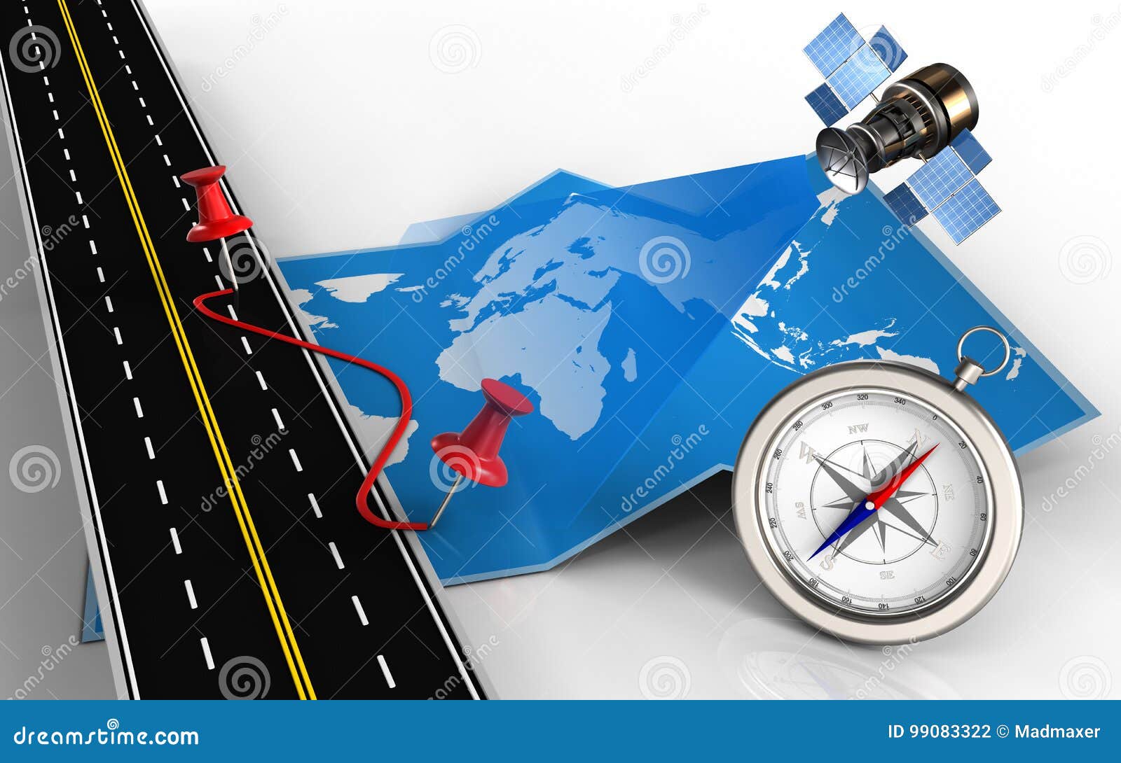 3d compass stock illustration. Illustration of road, driving - 99083322