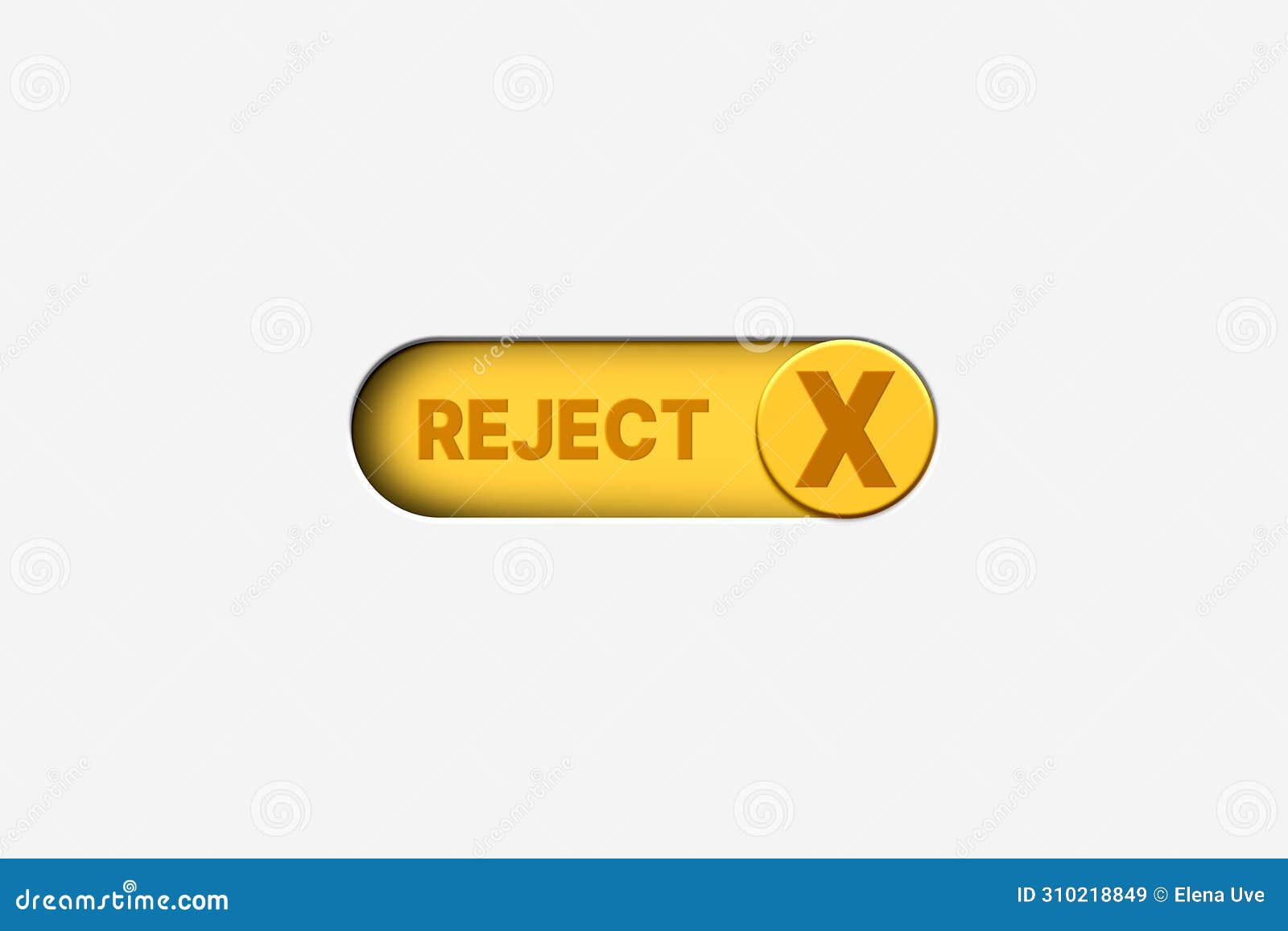 3D Illustration of Yellow Button Switching on To Reject Project. Stock ...