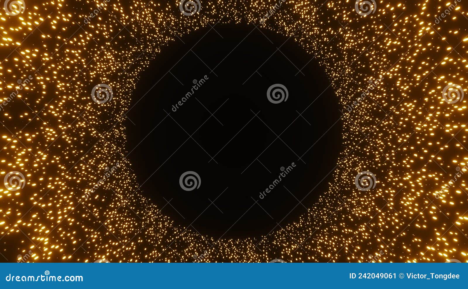 3D Illustration of Yellow Particles Floating in an Empty Space. Stock ...