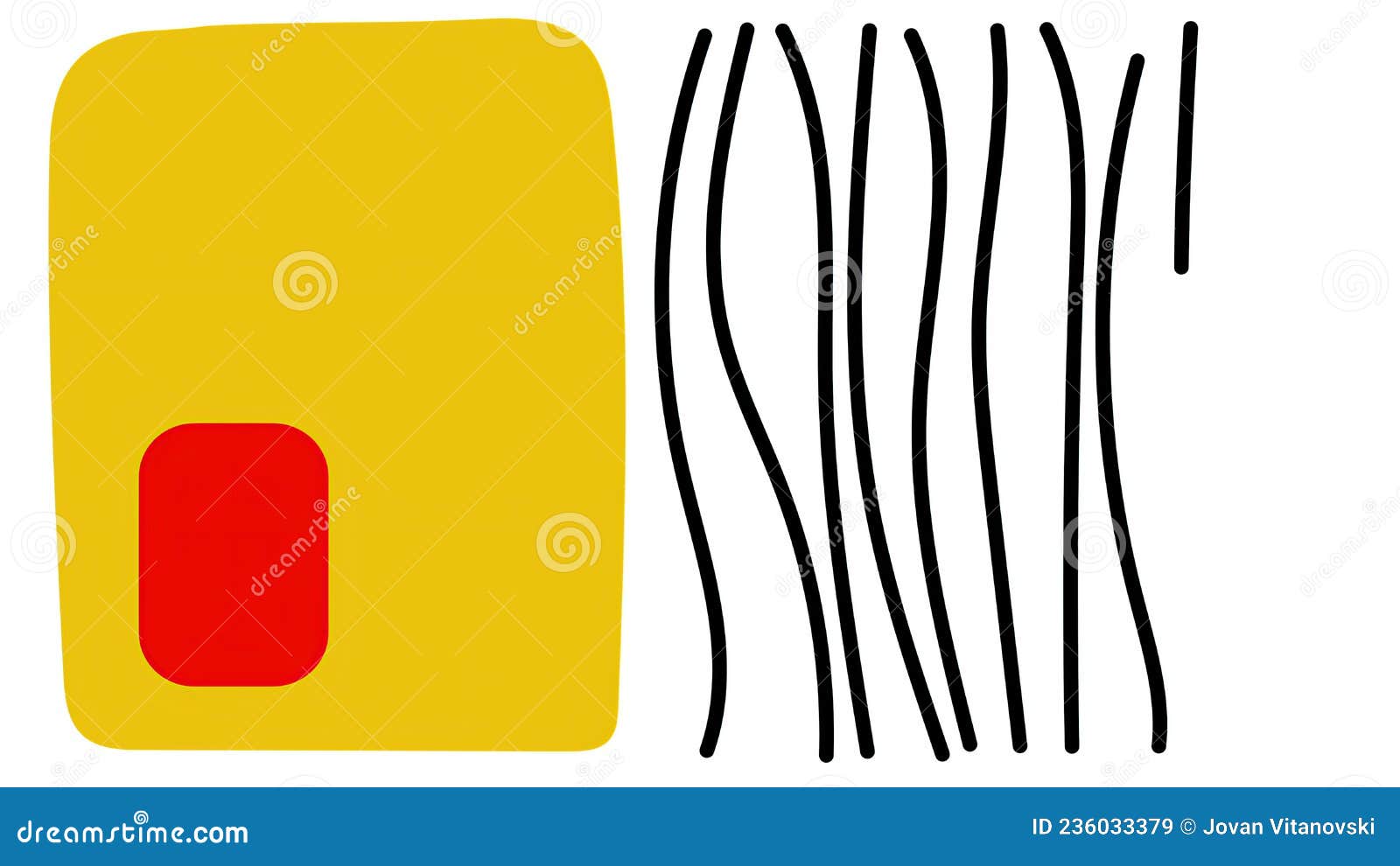 Yellow and Red Rectangle with Curved Line in Minimal Art Style Stock ...
