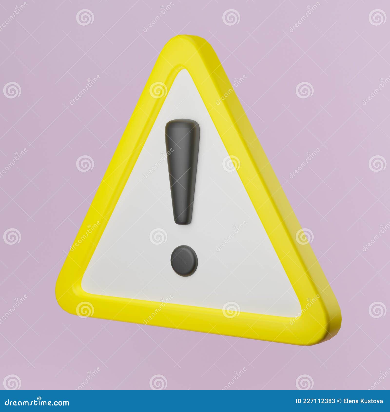 3D Illustration Yellow Warning Sign Stock Illustration - Illustration ...