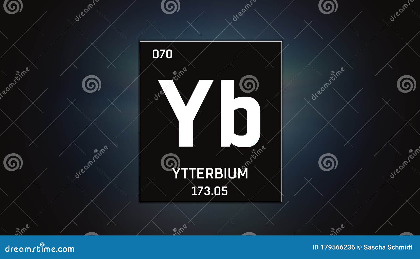 Ytterbium As Element 70 of the Periodic Table 3D Illustration on Grey ...
