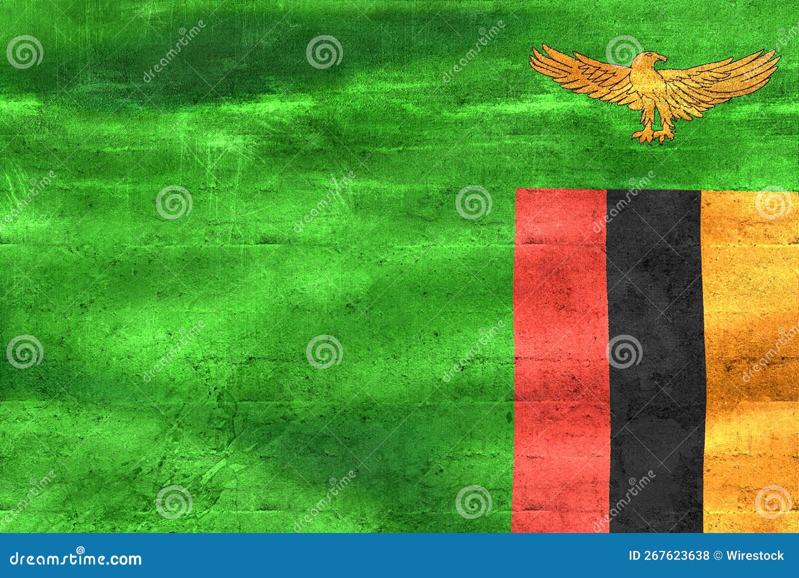 3D-Illustration of a Zambia Flag - Realistic Waving Fabric Flag Stock ...