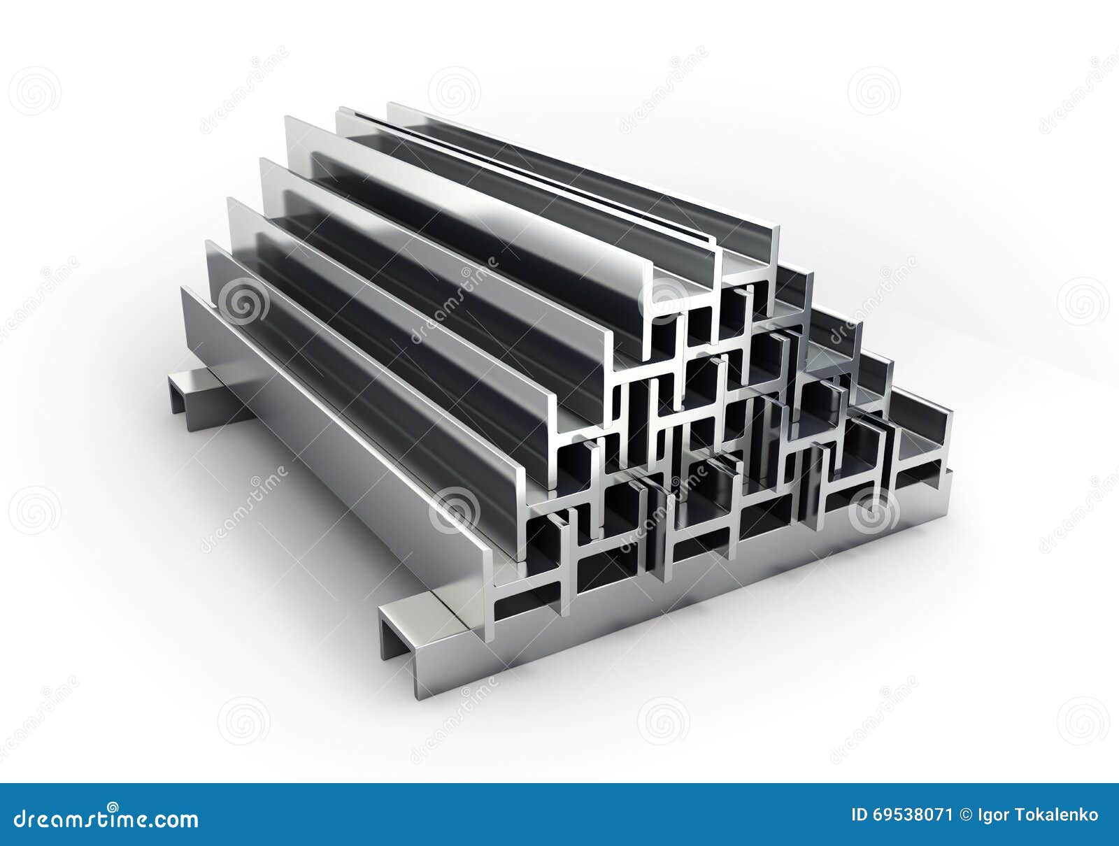 3d Illustrations Square Metal Tubes and Profiles Isolated on White ...